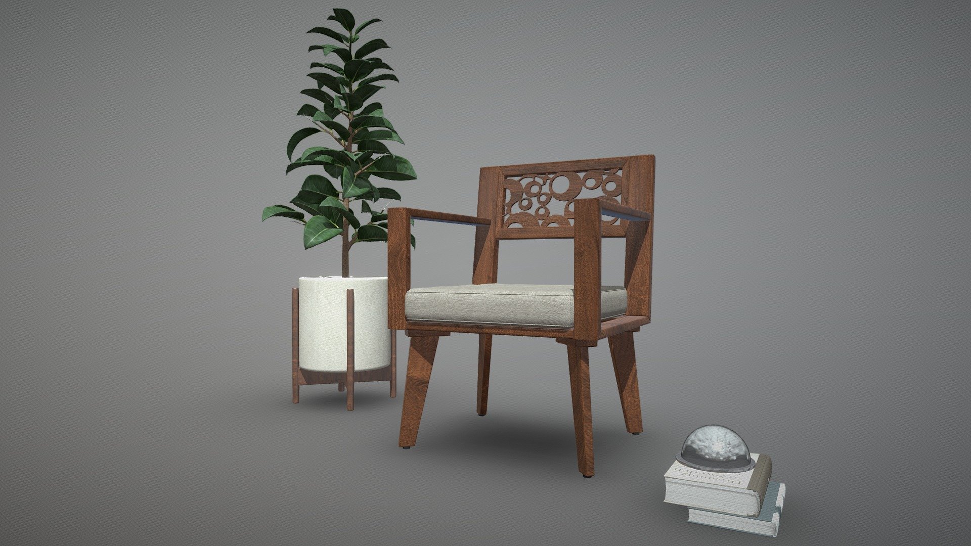 CHAIR & POT BOOK 02 - 3D model by 3drk009 [5902df4] - Sketchfab