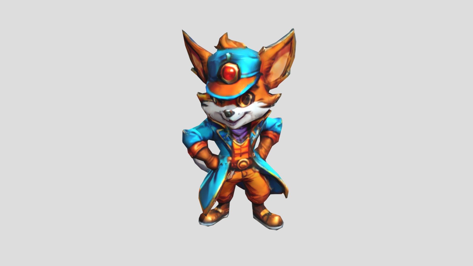A fox-like creature with a blue hat, red gem, an - Download Free 3D ...