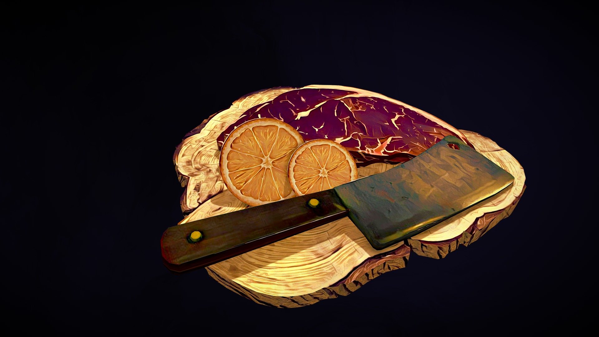 Butcher's Knife and Meat - Download Free 3D model by MaliNova (@AngelaVioleci) [591dbfa] - Sketchfab