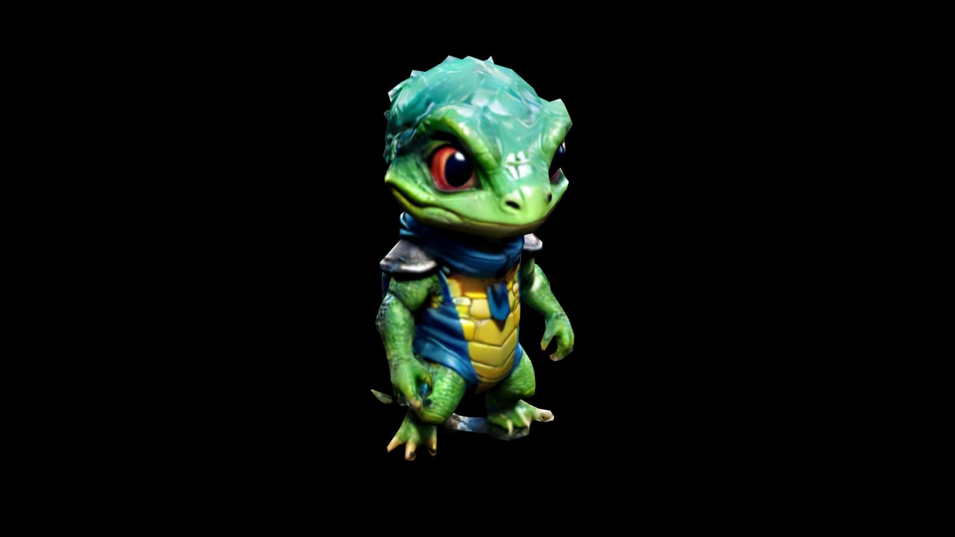 Cute lizard with big eyes and green skin wearing - Download Free 3D ...