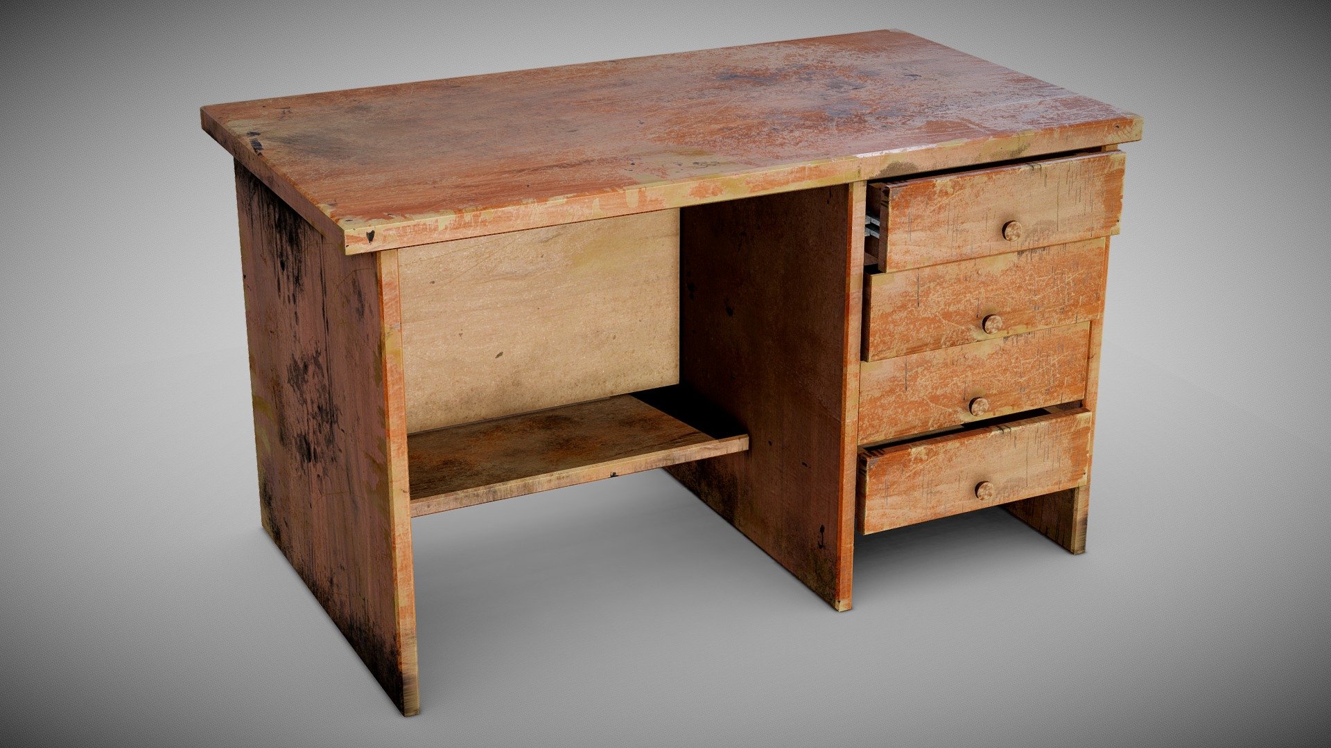 Old wooden computer red table da1 - Buy Royalty Free 3D model by ...