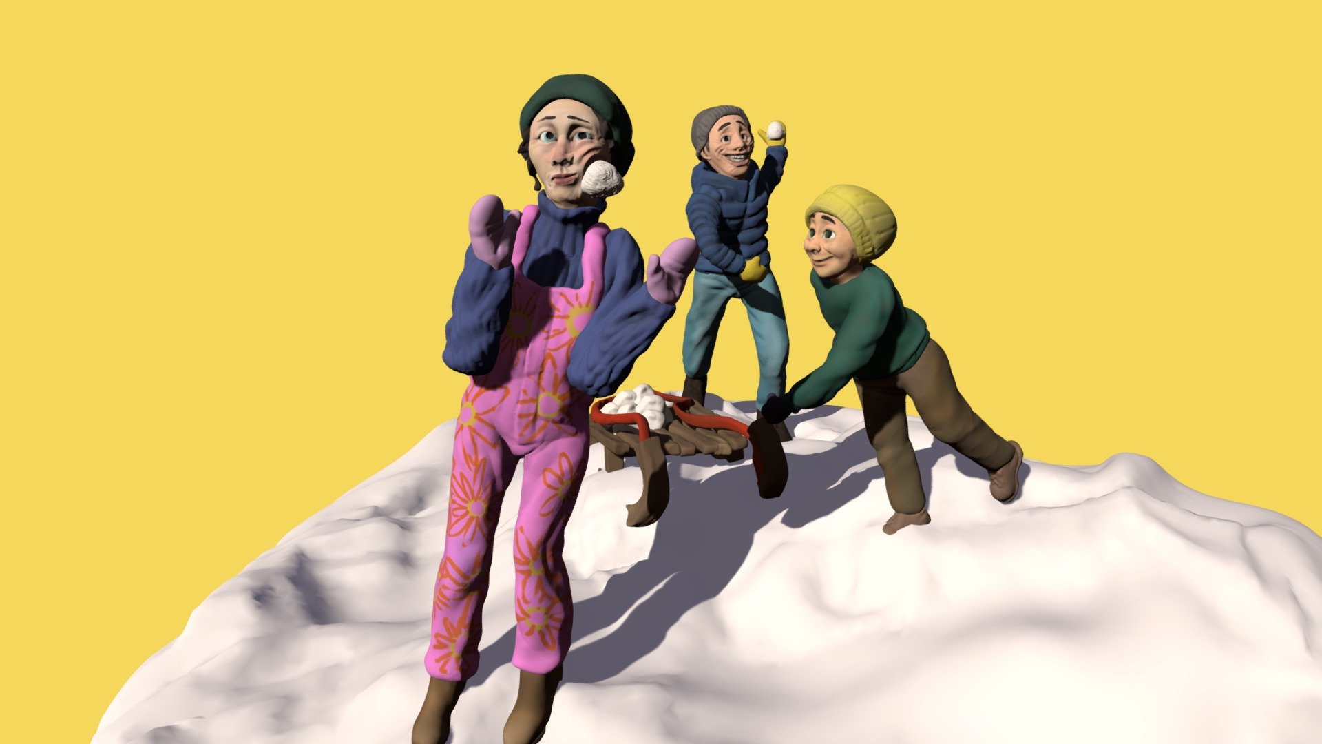 Snowball-fight - 3D model by Shapelab [5937be8] - Sketchfab