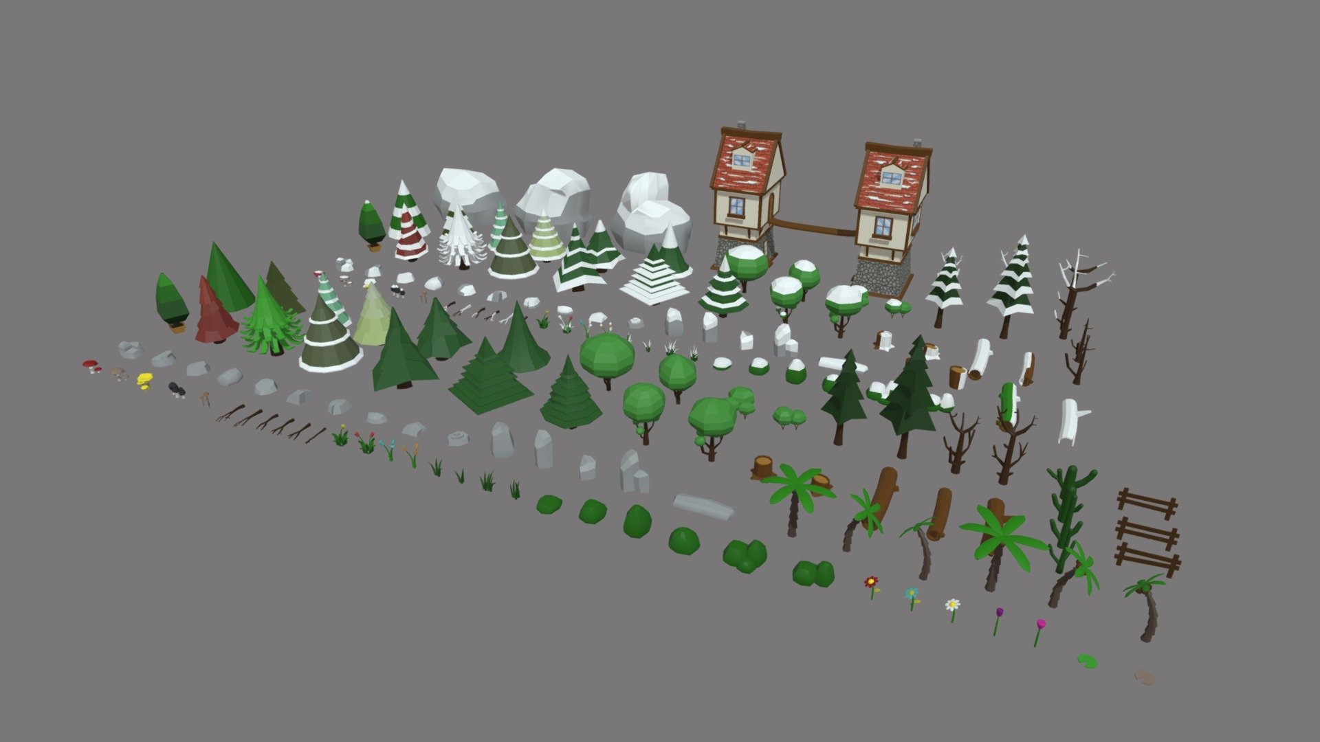 Low Poly Normal Snow Trees Pack - Buy Royalty Free 3D model by ...