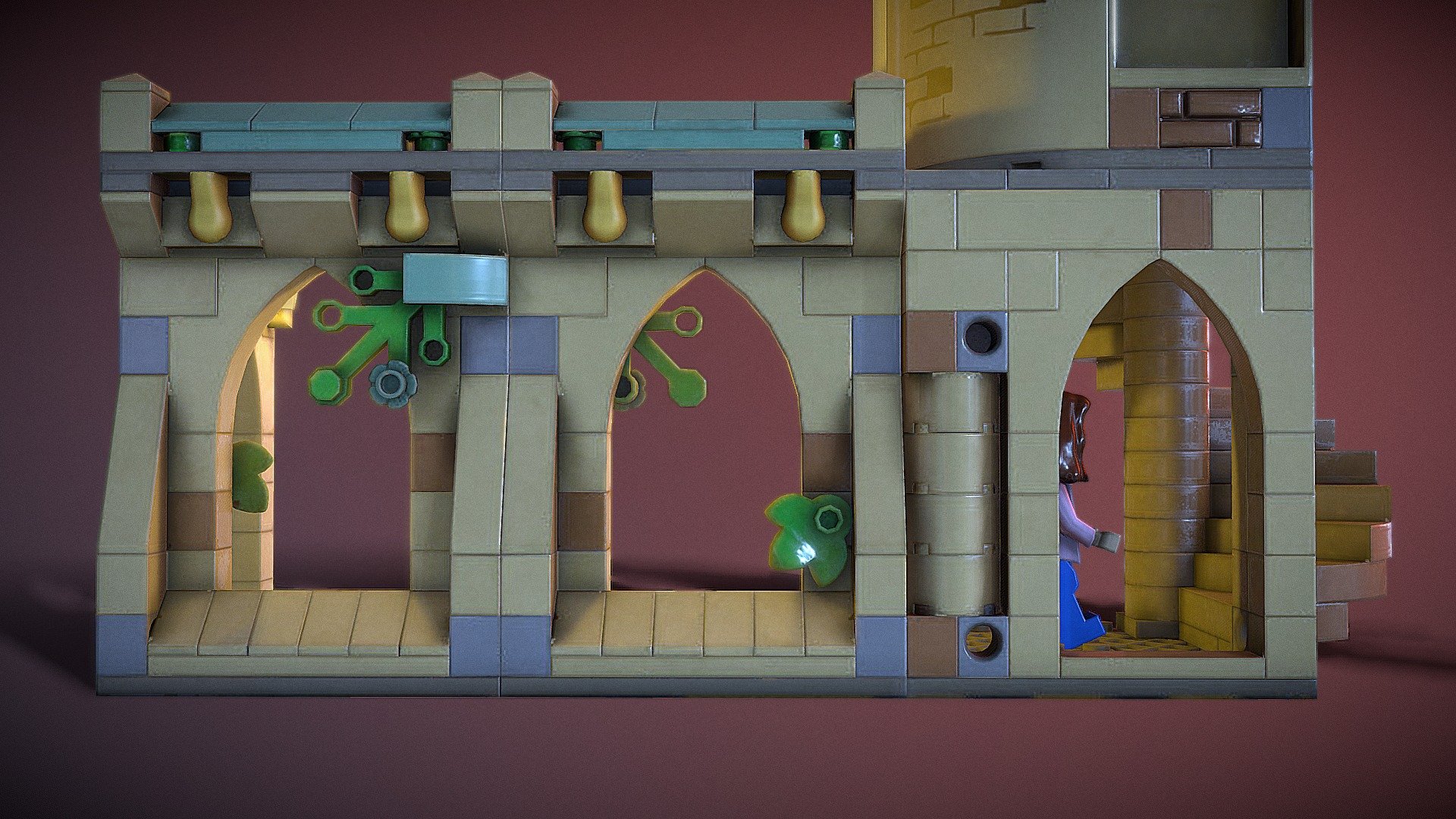 Lego - Hogwarts Courtyard - 3D model by Guillermo Momplet (@momplet ...