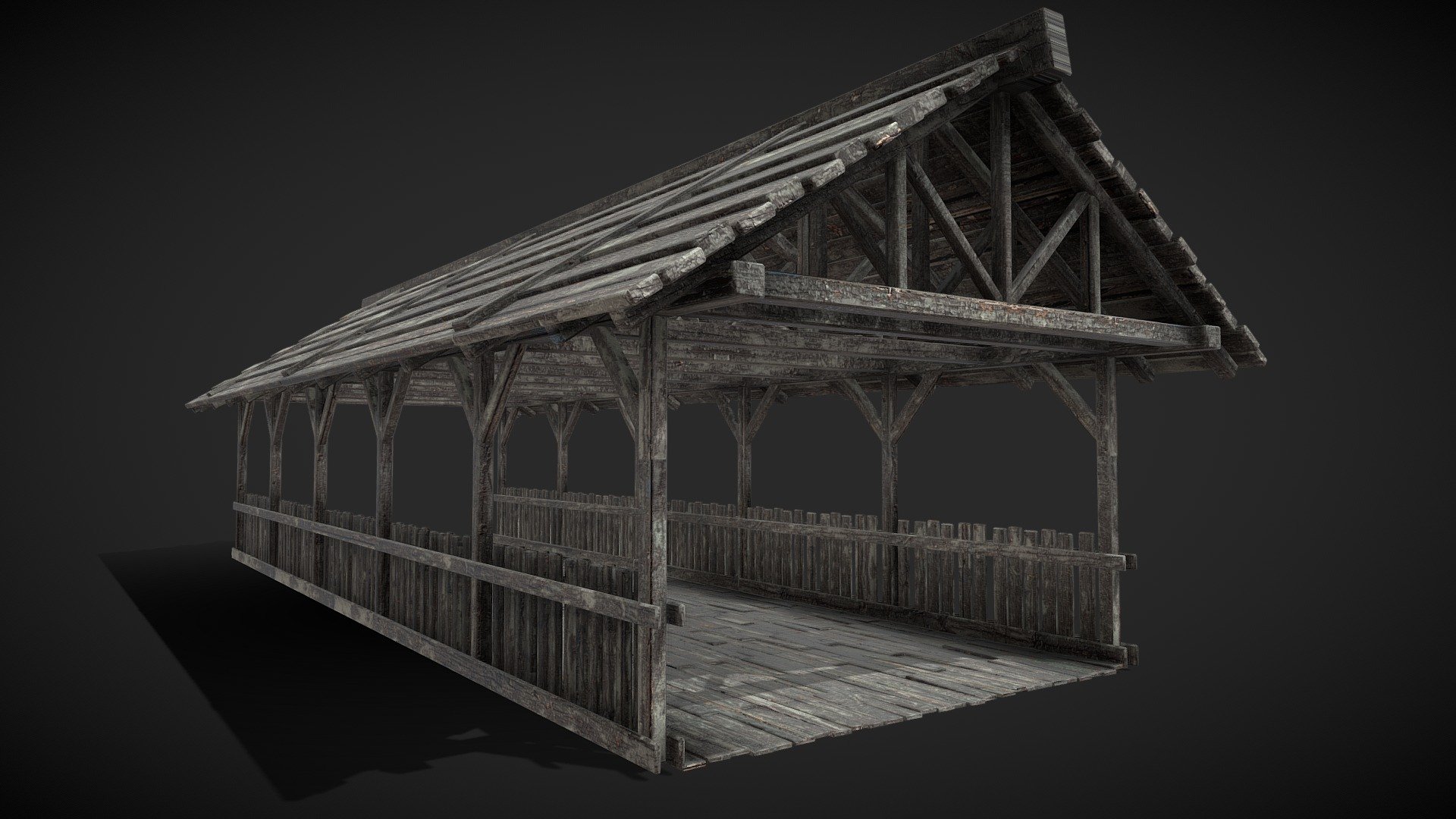 Wooden bridge roofed bridge cap -24MB - Download Free 3D model by Mehdi ...