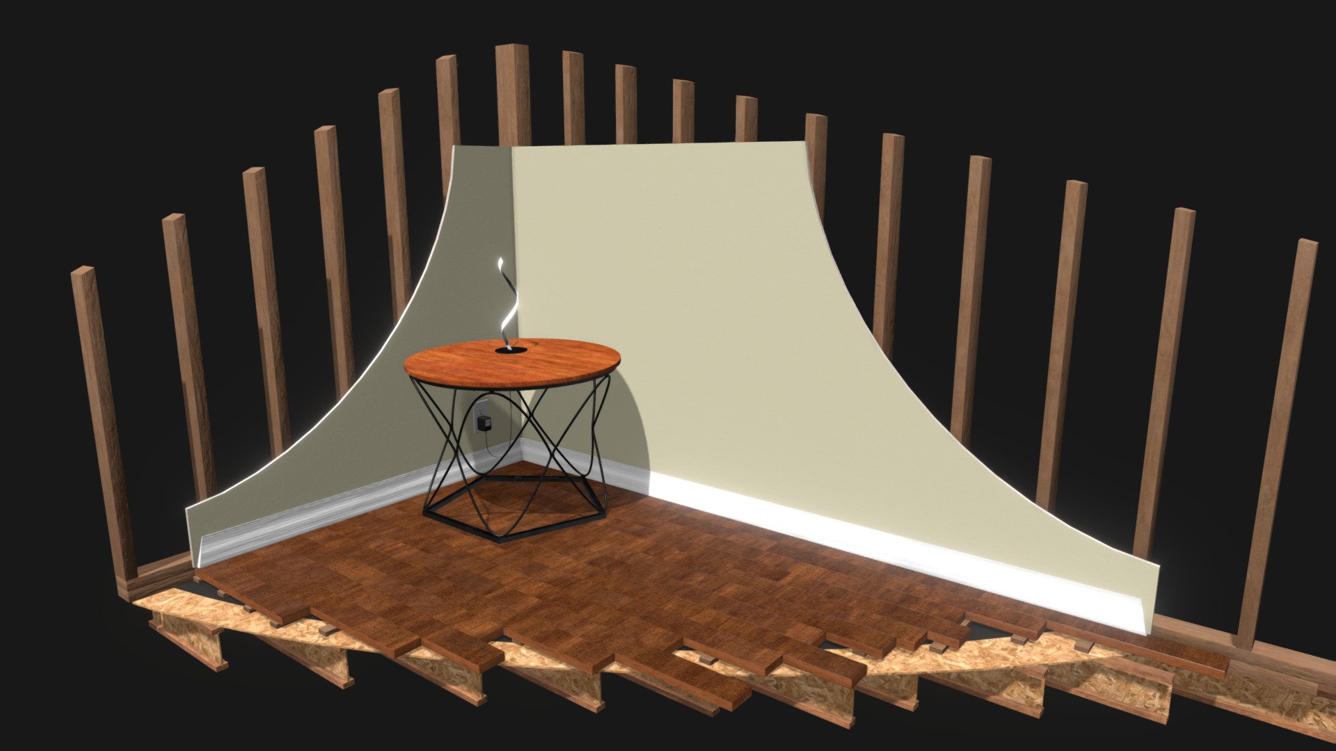 Cutaway room corner with table - 3D model by Ms Malvolio (@ms_malvolio ...