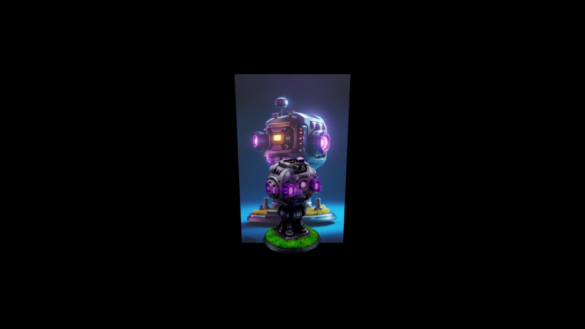 "Tiny purple robot on a pedestal" A small pur - Download Free 3D model ...