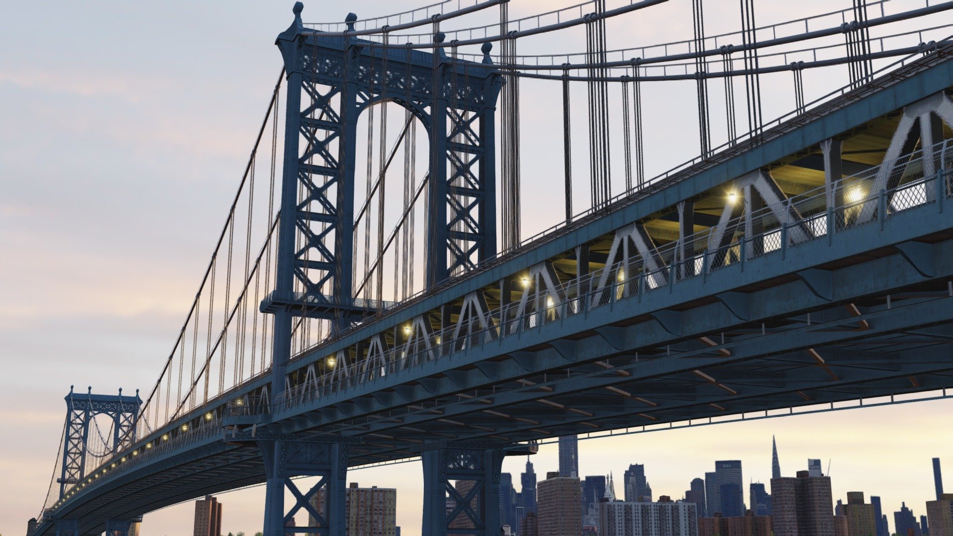 New York, Manhattan Bridge - 3D model by 99.Miles [596ae00] - Sketchfab