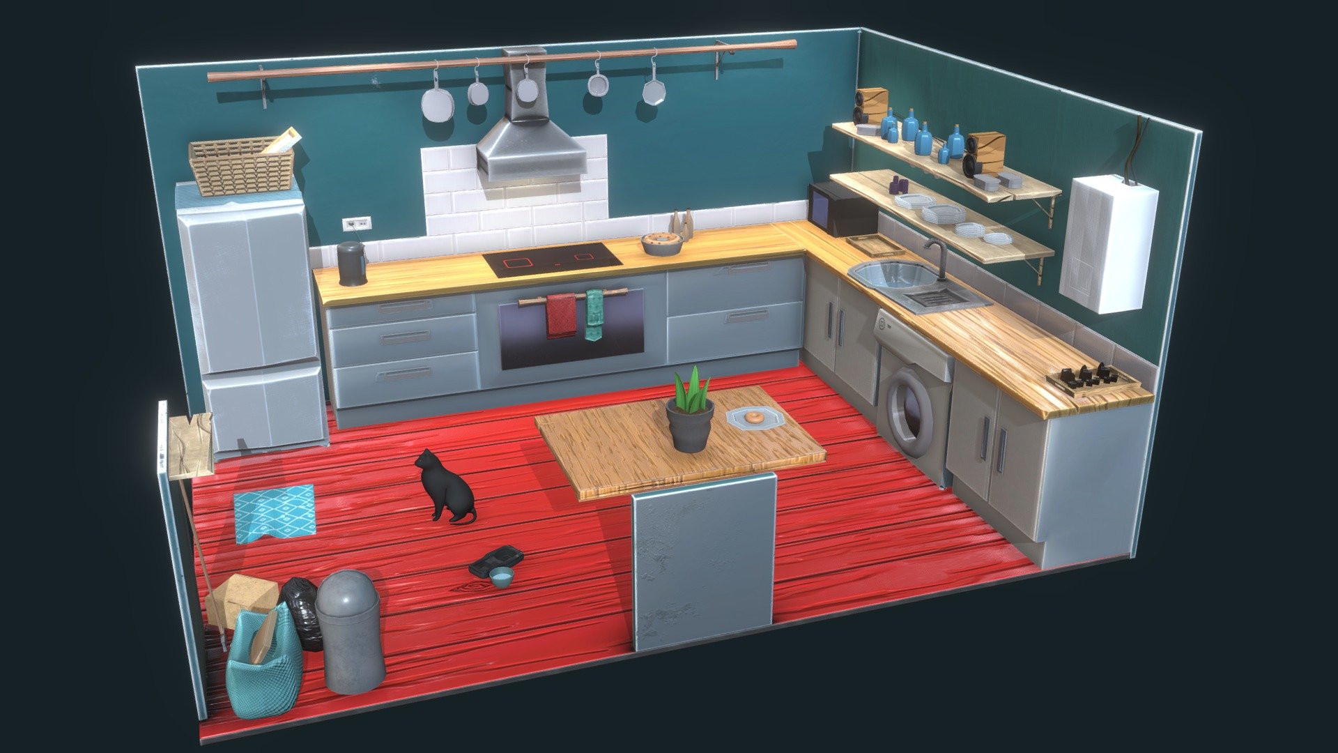 Cute Kitchen Low Poly - Download Free 3D model by Andre Lages (@lages ...
