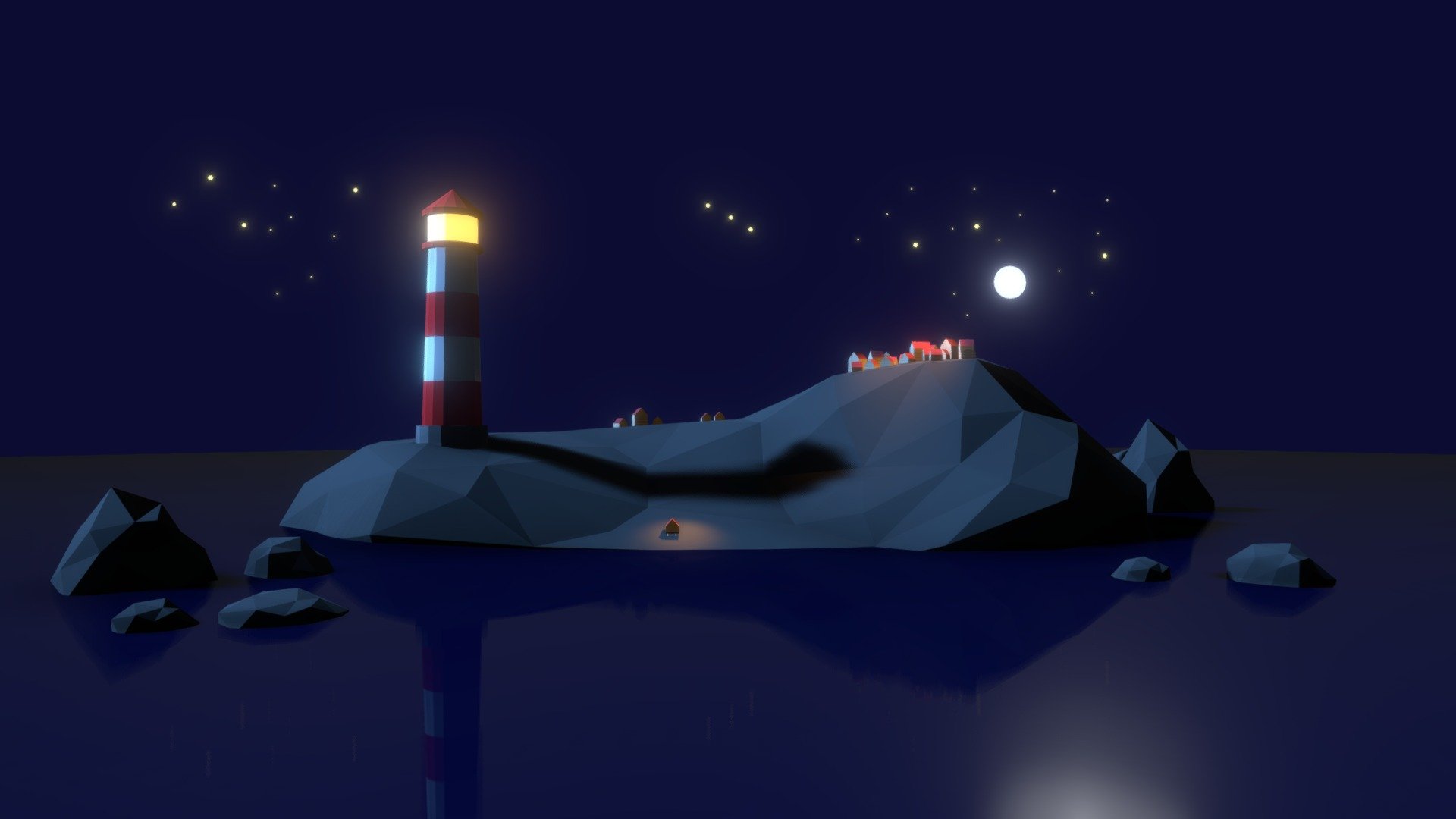 Lighthouse & Village - LowPoly Scene - Download Free 3D model by ...