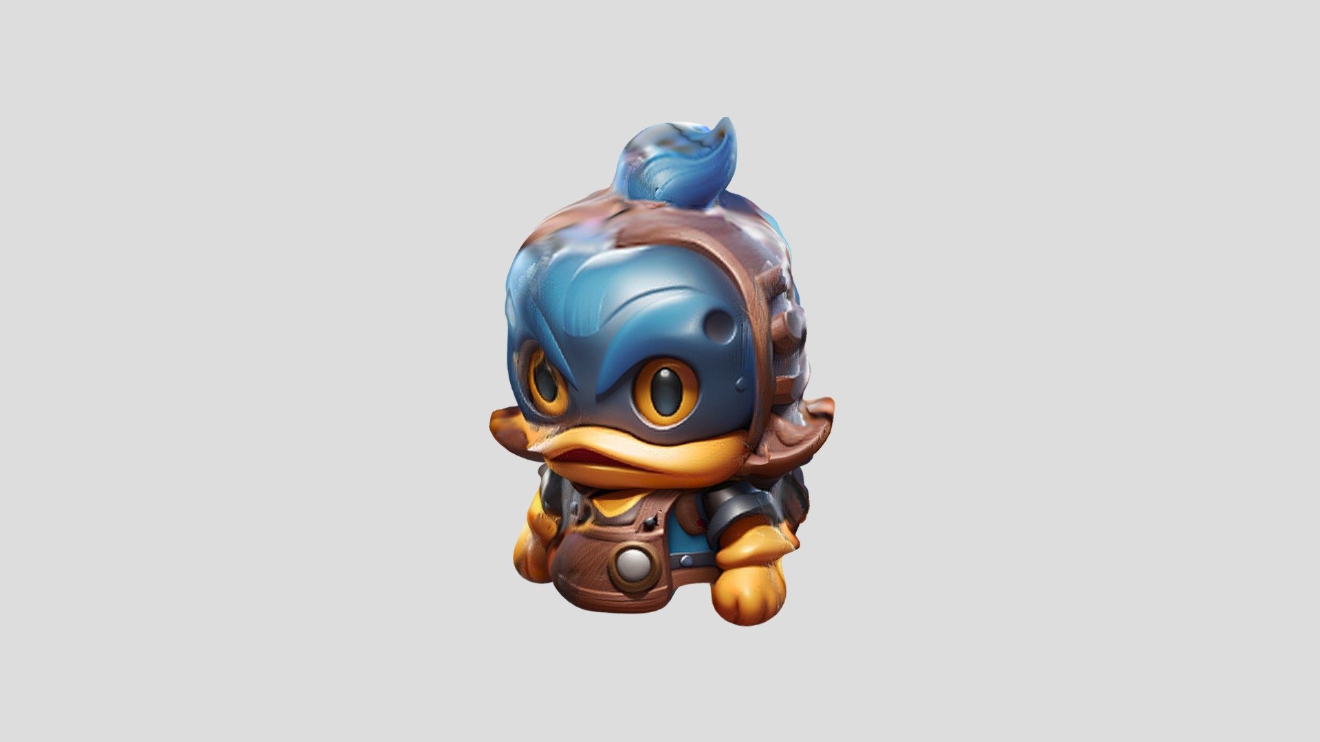 Blue and Black Cartoon Duck in a Helmet A blu - Download Free 3D model ...
