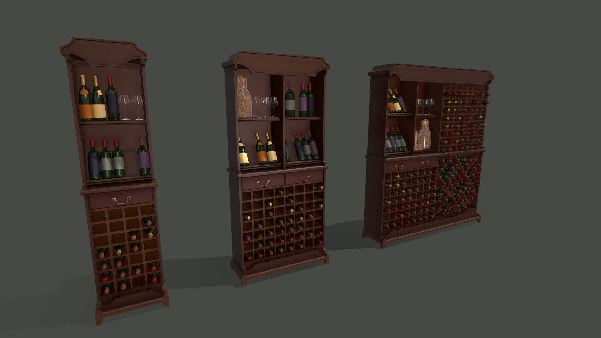 Wine cabinet x3 - Download Free 3D model by Tom Bombadil ...
