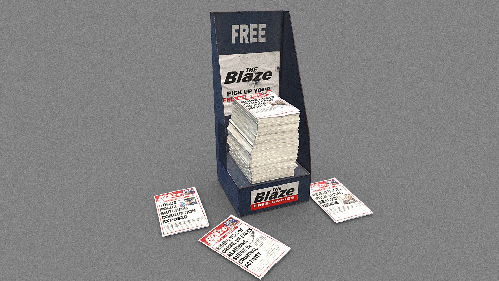 Newspaper stand and papers - Buy Royalty Free 3D model by Sousinho ...