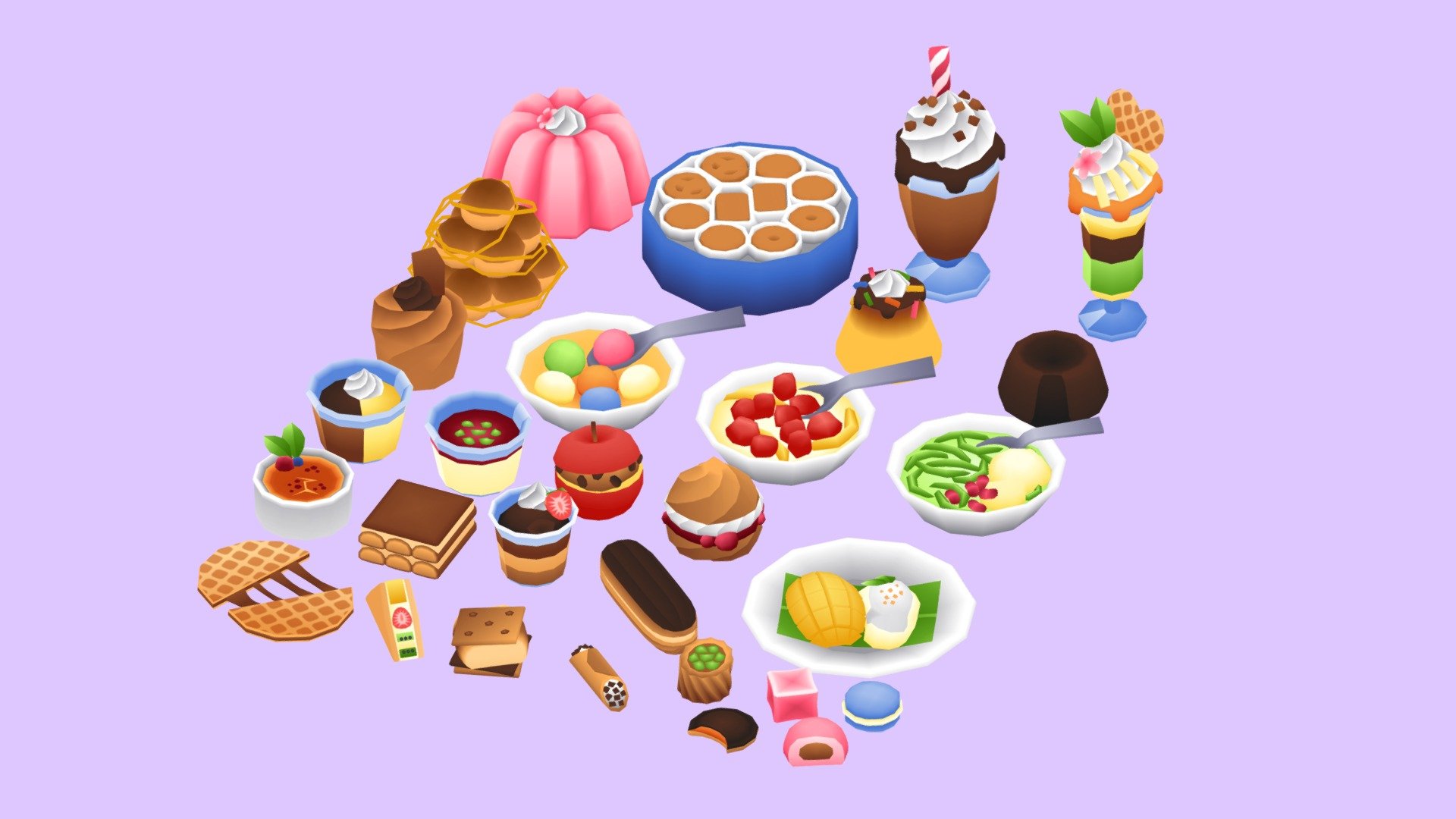 Lowpoly Dessert Pack - 3D model by Jacky Vintonjek (@JVintonjek ...