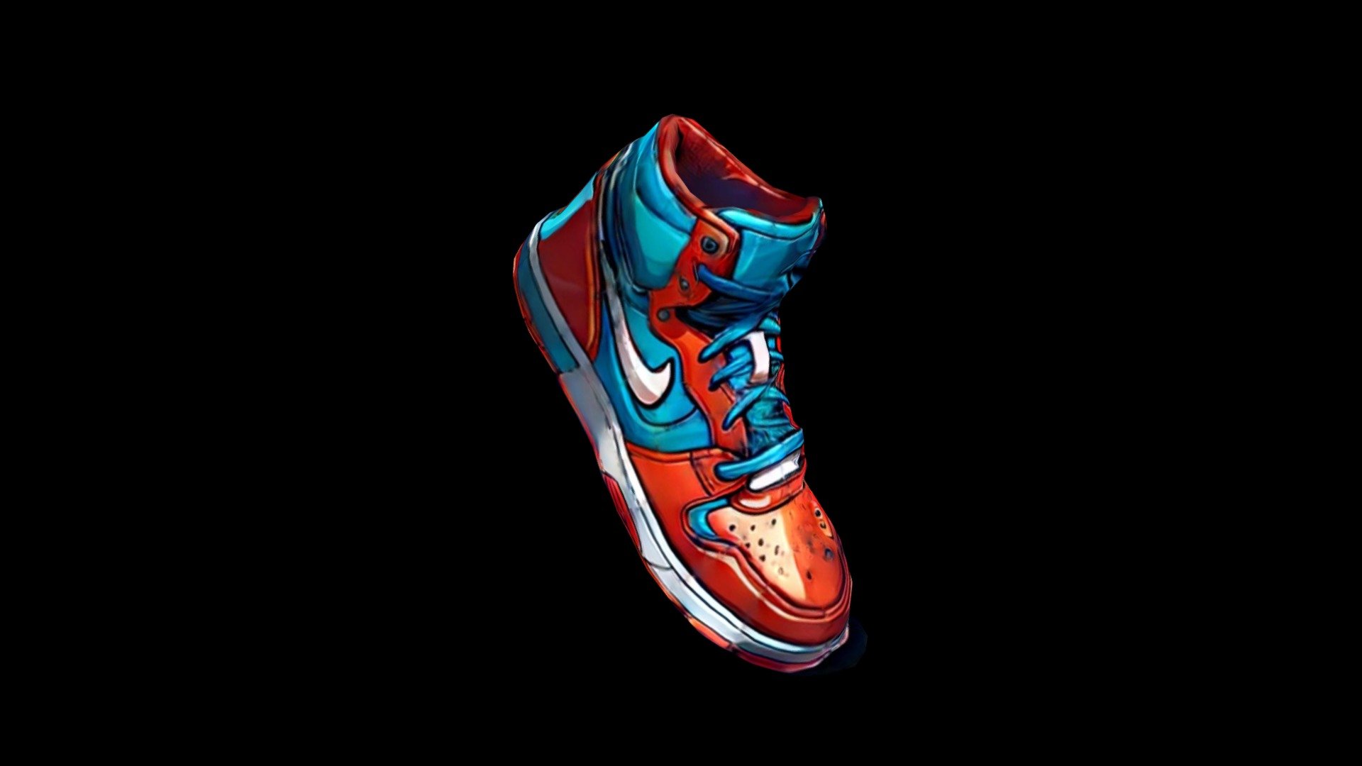 A cartoon illustration of a red and blue Nike sh - Download Free 3D ...