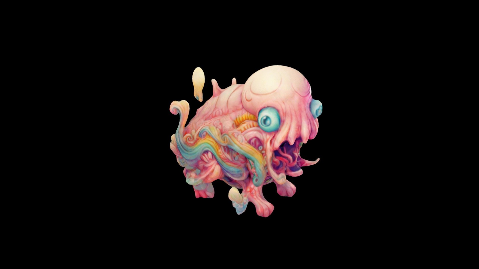 a colorful and abstract creature with tentacles - Download Free 3D ...