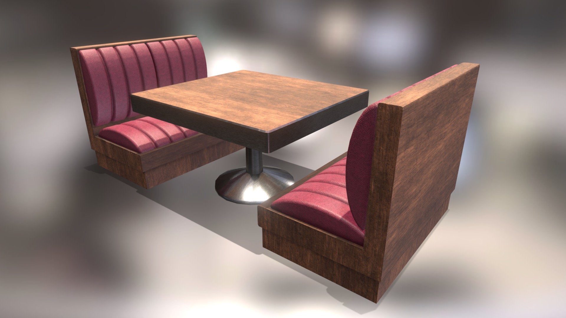 2K Textured Diner Booth w/ Table - Download Free 3D model by Kimbell ...