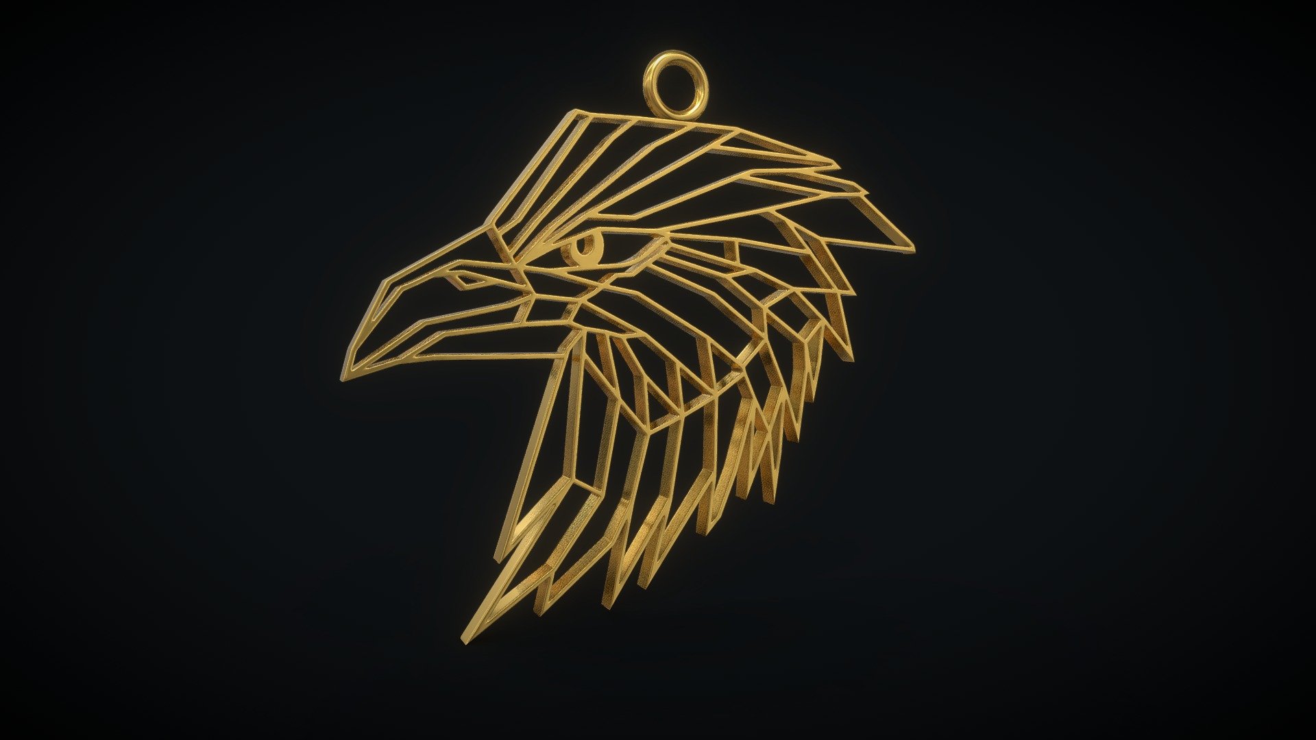 Eagle Wireframe Pendant Amulet Necklace - Buy Royalty Free 3D model by ...