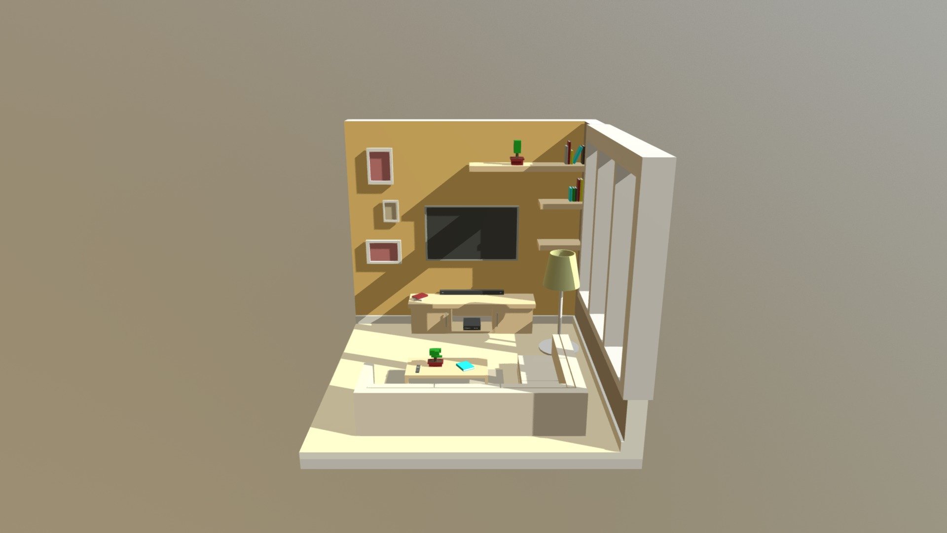 3D Living Room - 3D model by Dominique Plattner (@dominikpr) [59fff59 ...