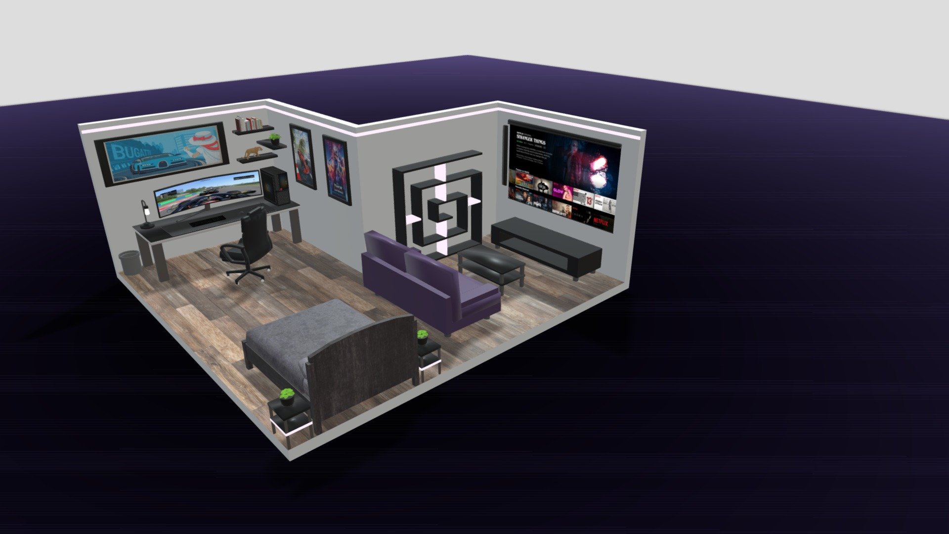 3D Diorama (Gaming Room) - 3D model by now19490031 [5a0680b] - Sketchfab