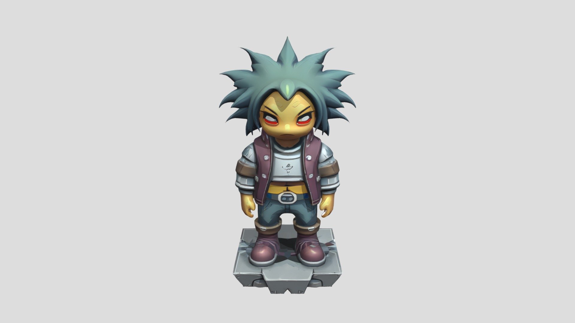 stylized cartoon character with spiky hair - 3D model by klrxyz ...