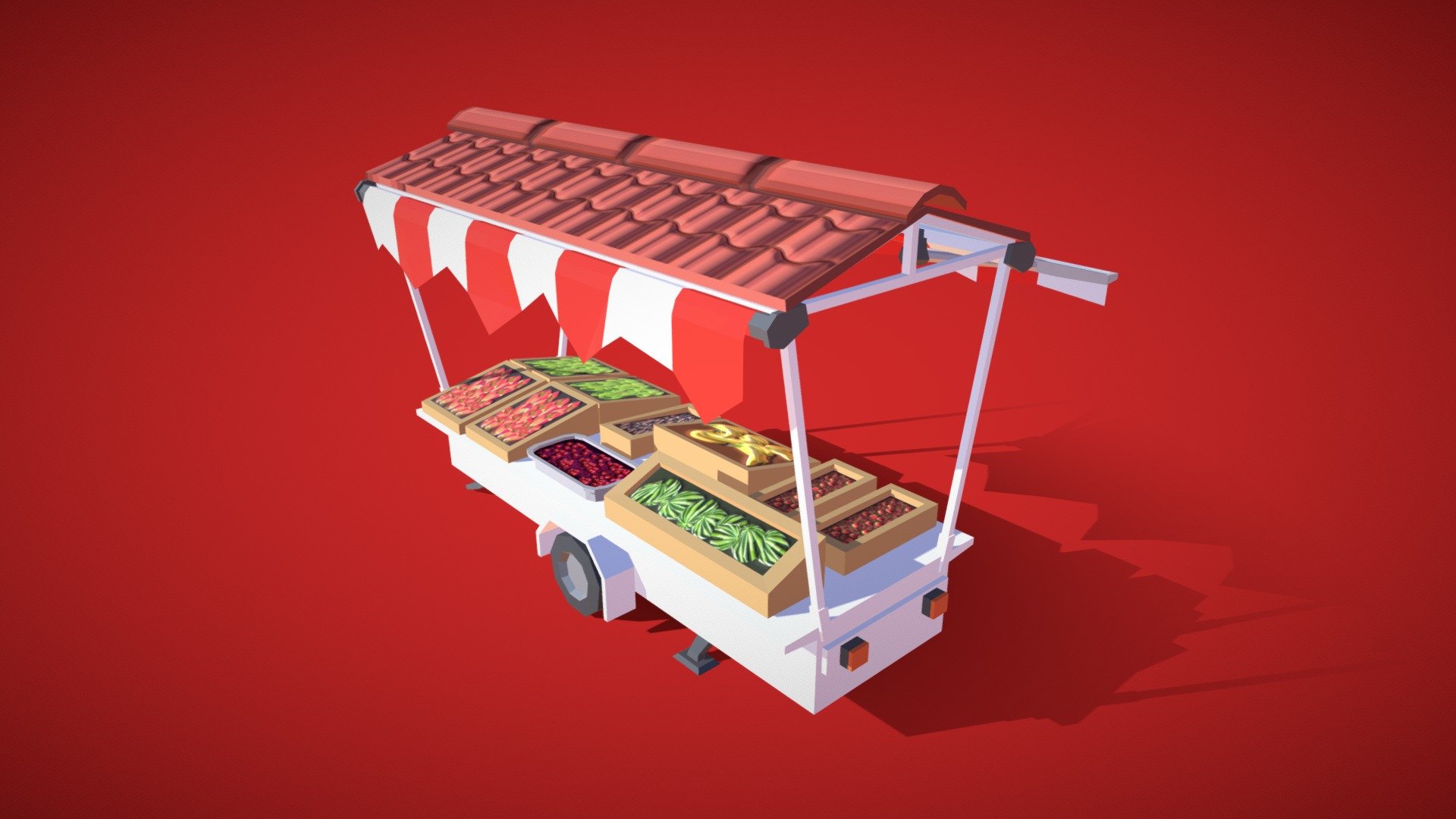 Low poly fruit market stall type 2 - 3D model by A Jono Niko Studio ...