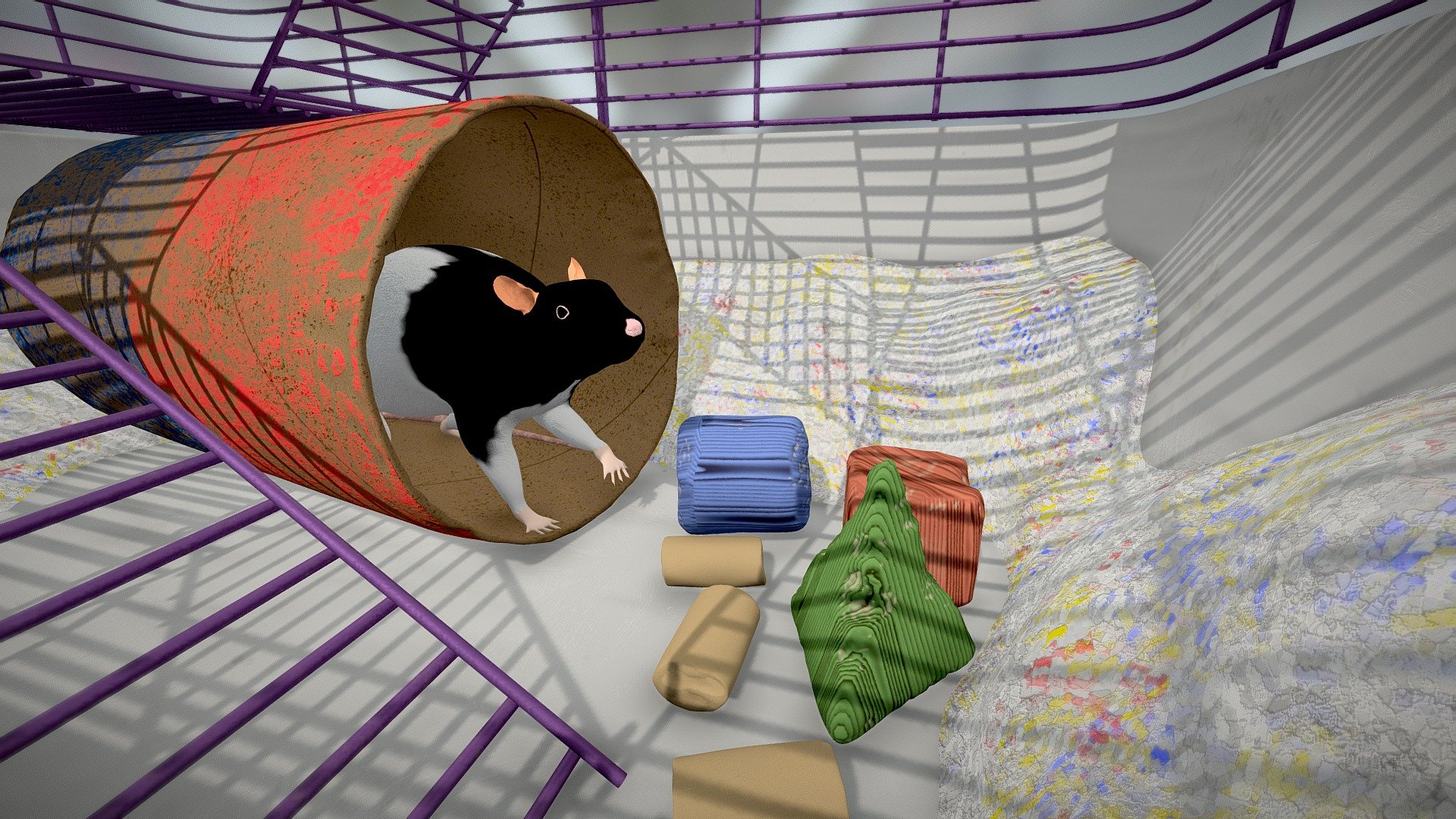 Pet Rat in Cage - 3D model by tthaley [5a26725] - Sketchfab