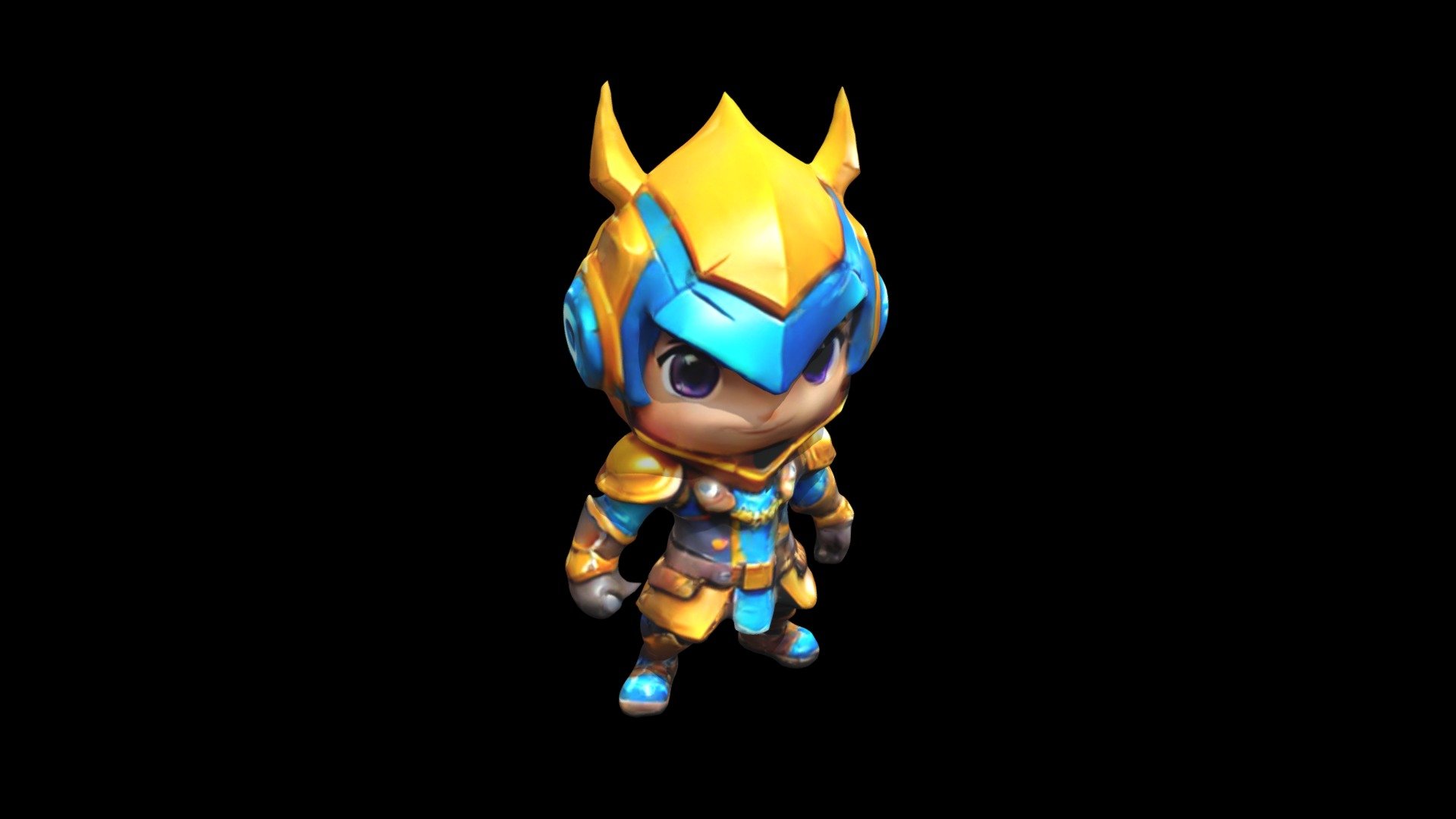 Skaia Girl in Gold and Blue Knight Armor - Download Free 3D model by ...
