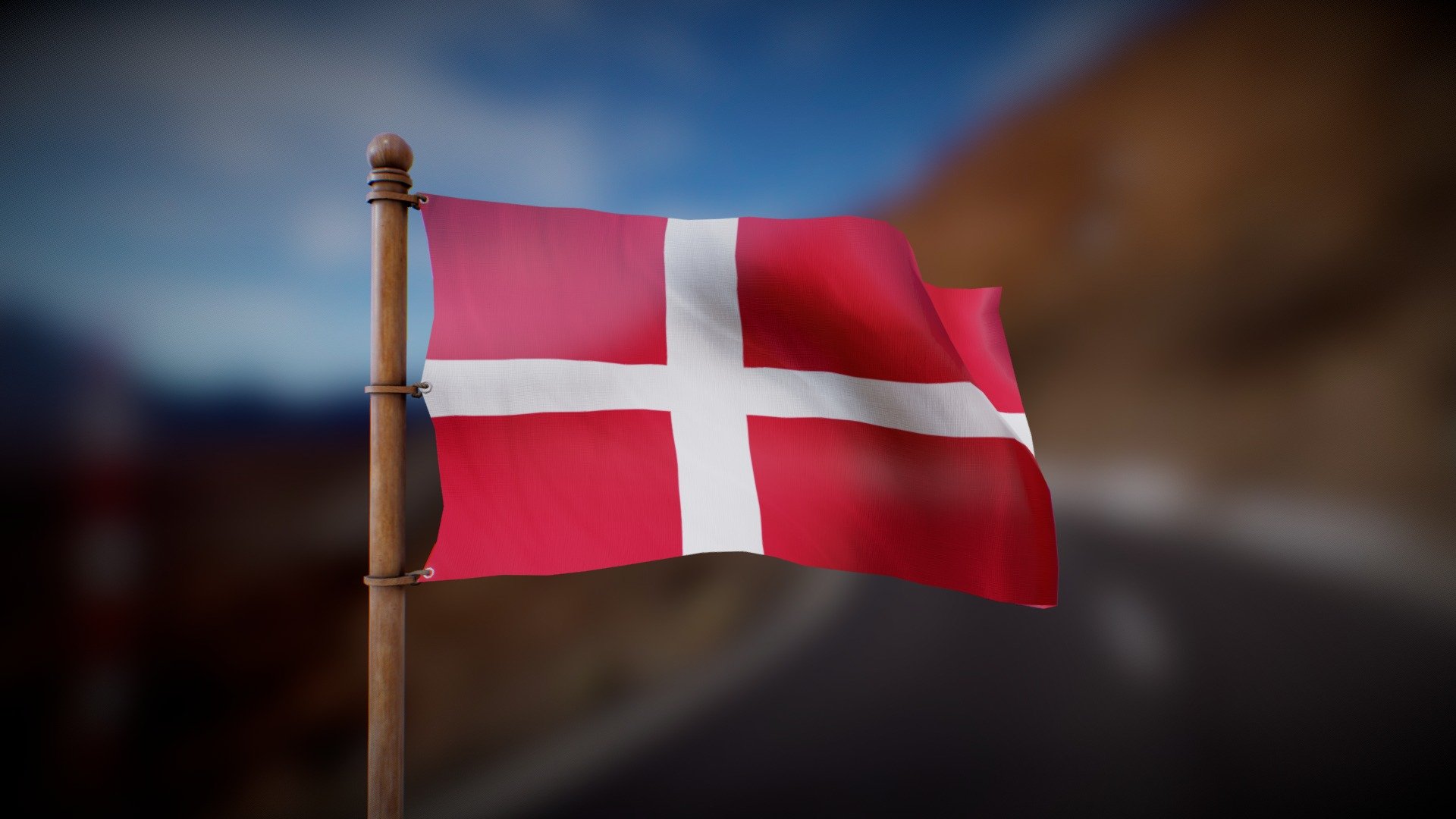 Flag of Denmark - Wind Animated Loop - Buy Royalty Free 3D model by ...