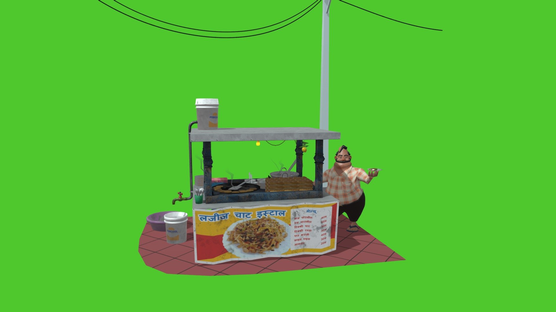 indian_street_food_cart_and_vendor - Download Free 3D model by tech ...