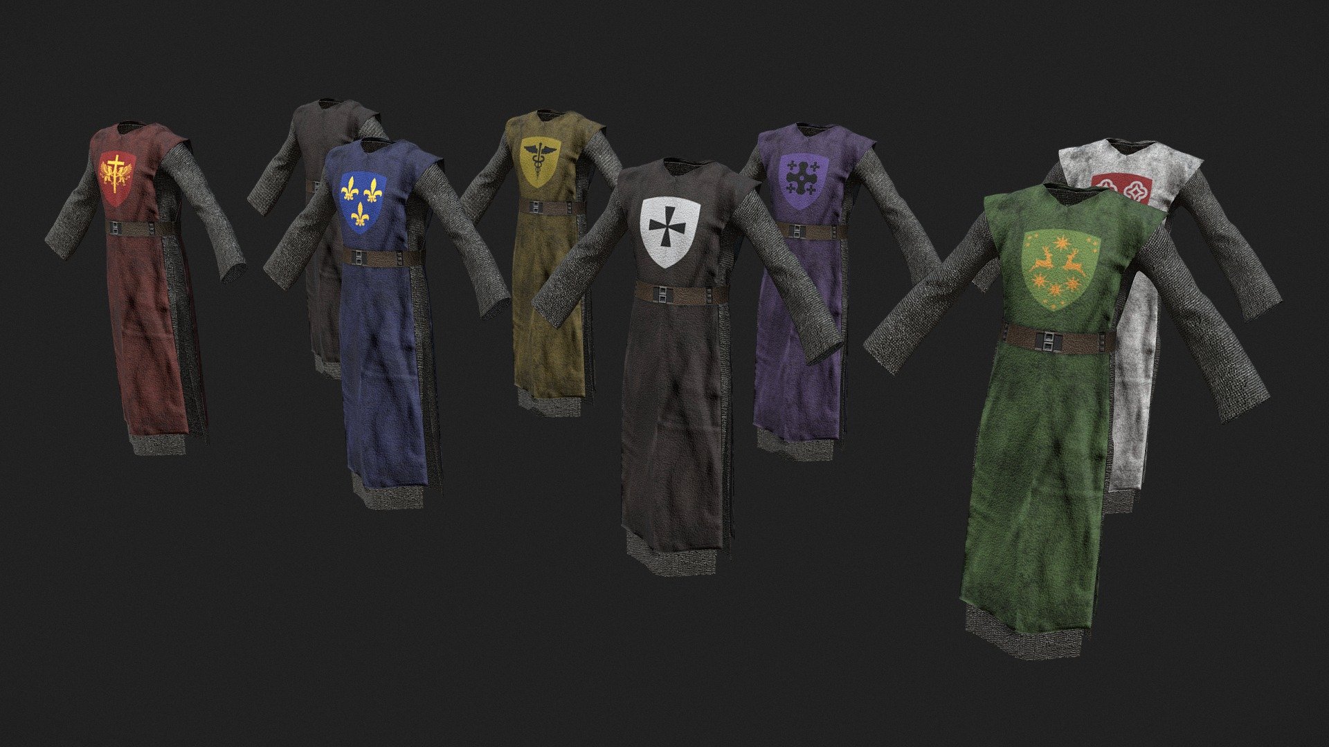 Medieval Chainmail Feudal Knight Armor Set - Buy Royalty Free 3D model ...