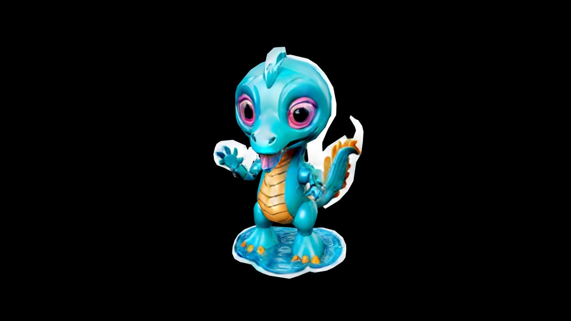Colorful Cartoonish Blue Dragon with Large Eyes - Download Free 3D ...