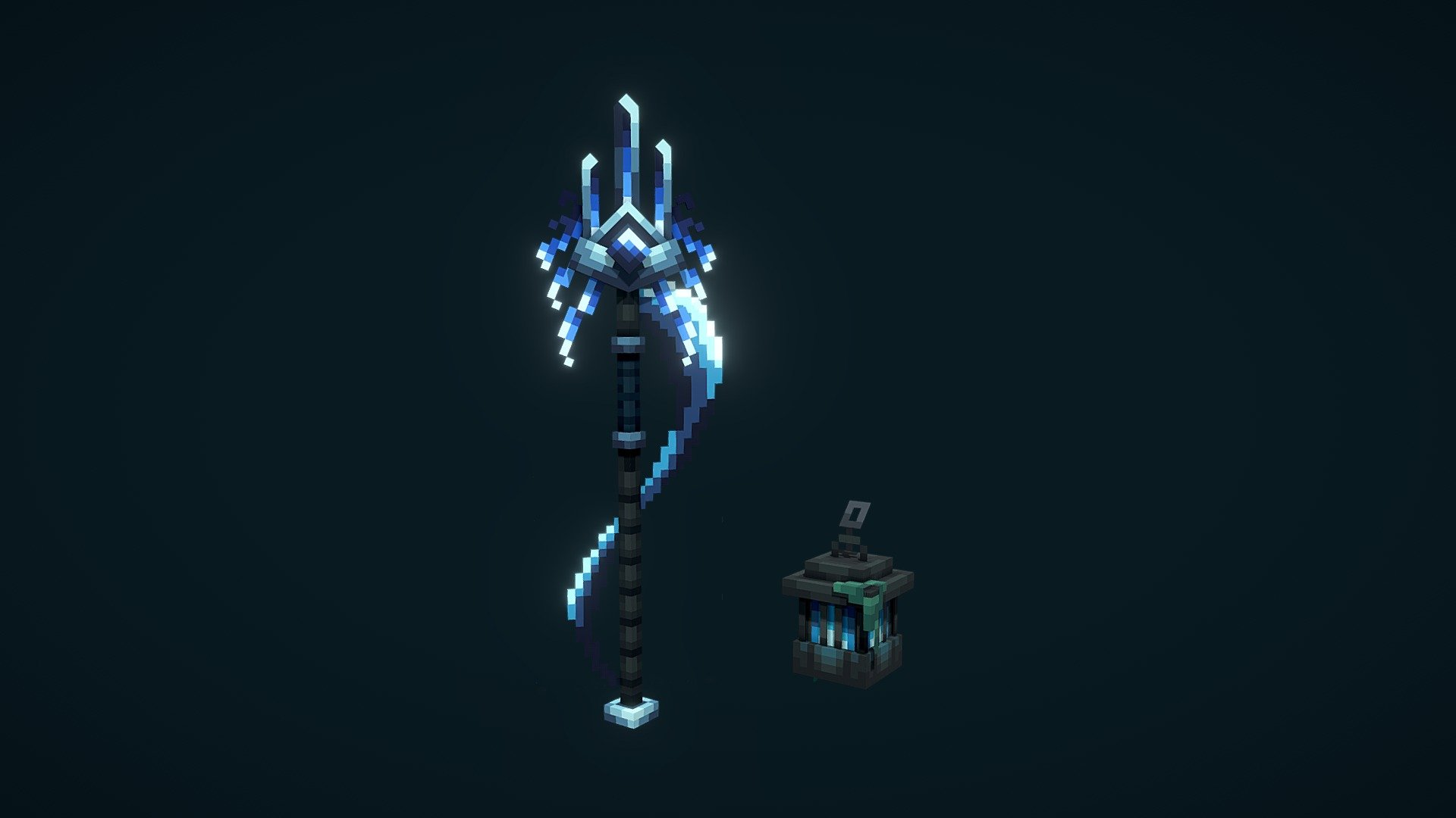 Sea weapons, Lantern and Trident - Blockbench - 3D model by rudeka ...