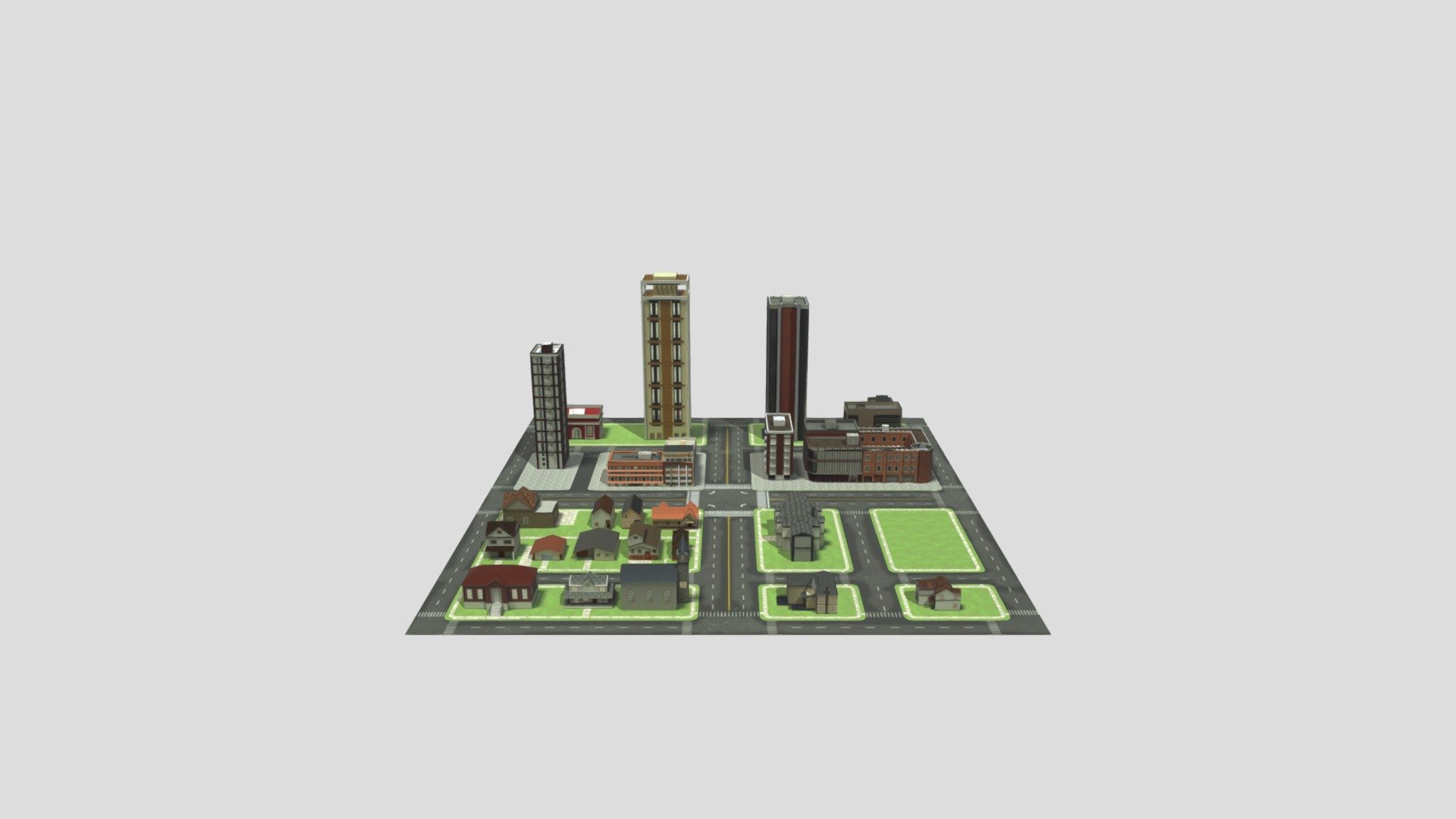 City Layout low poly - 3D model by Kadityaadi [5a5cd4f] - Sketchfab