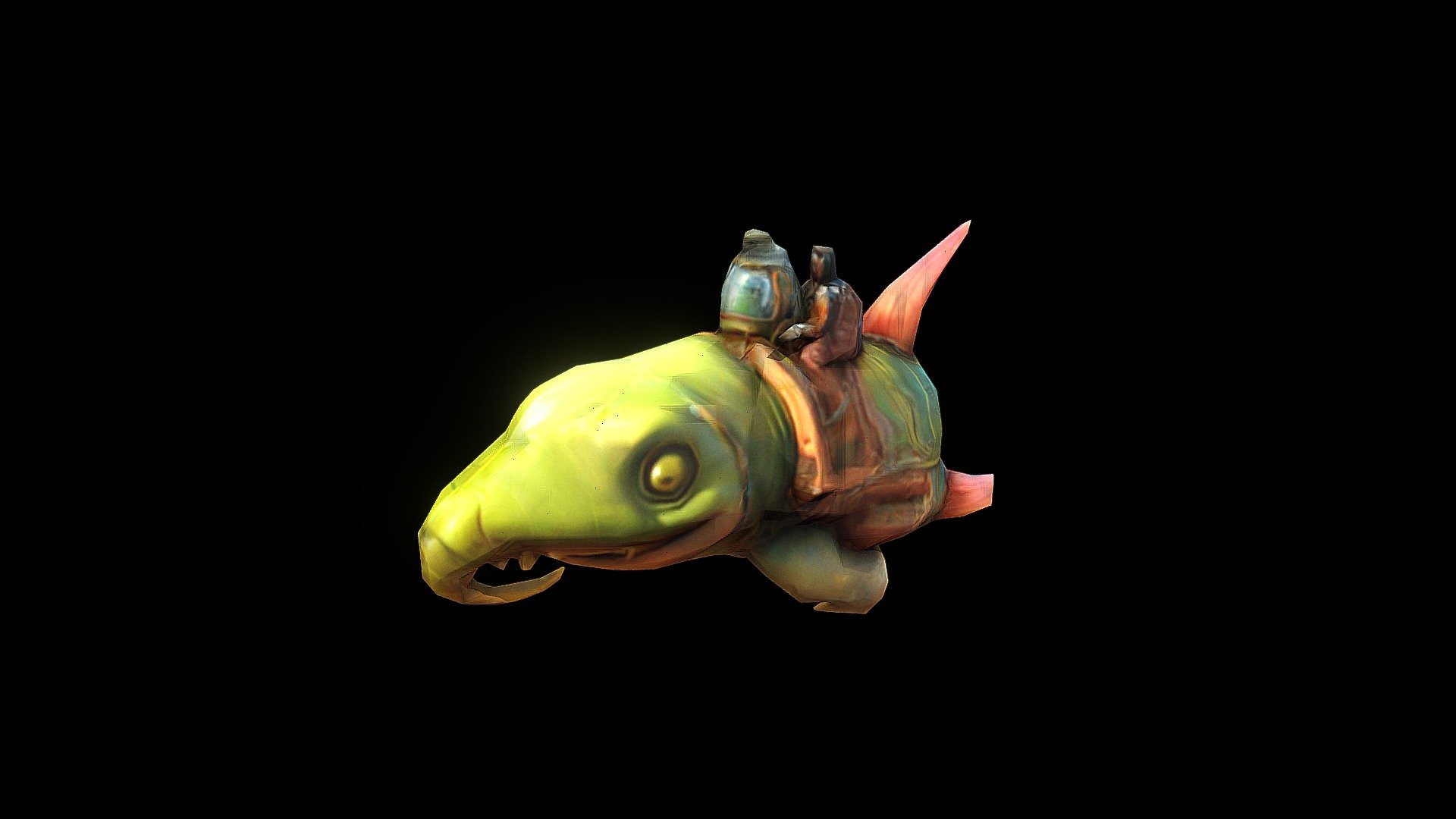 a woman is riding on the back of a green mons - Download Free 3D model ...