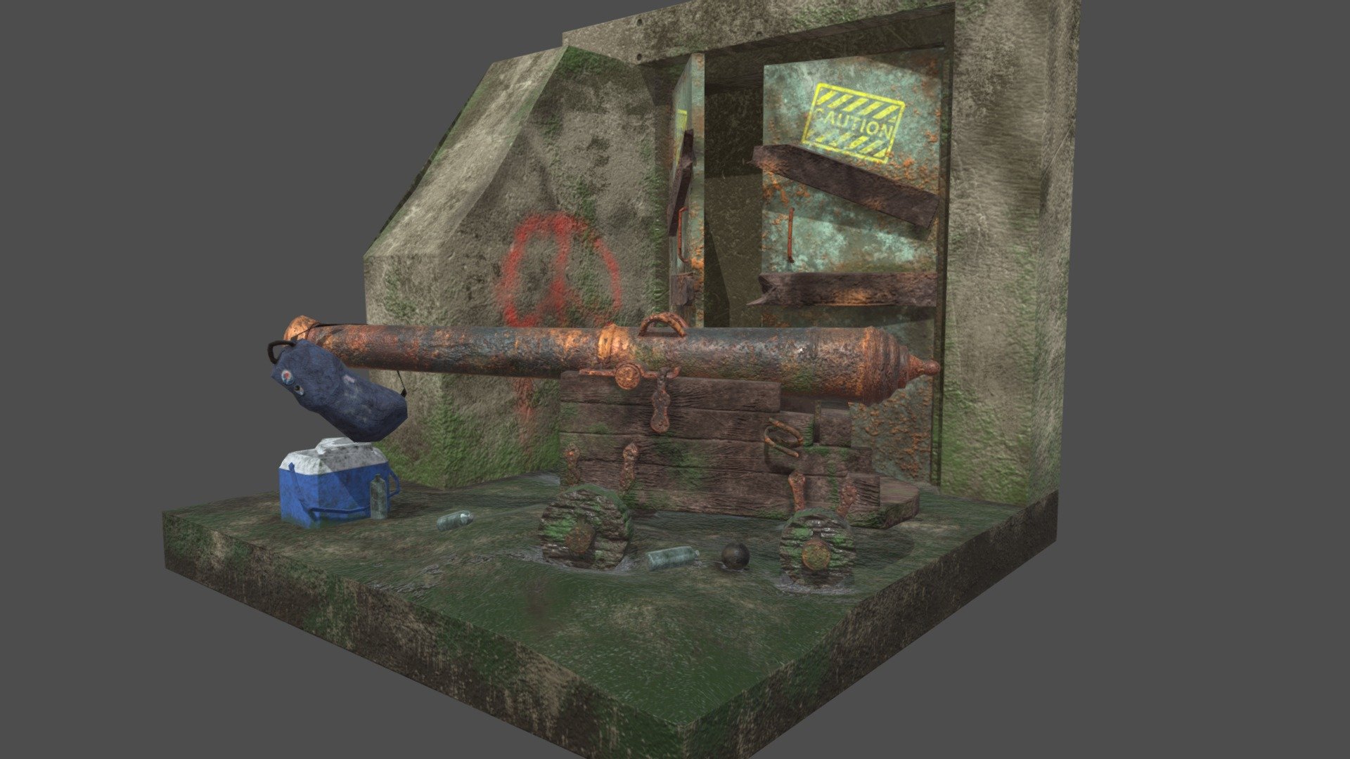 Abandoned Bunker Cannon Environment - Download Free 3D model by ...