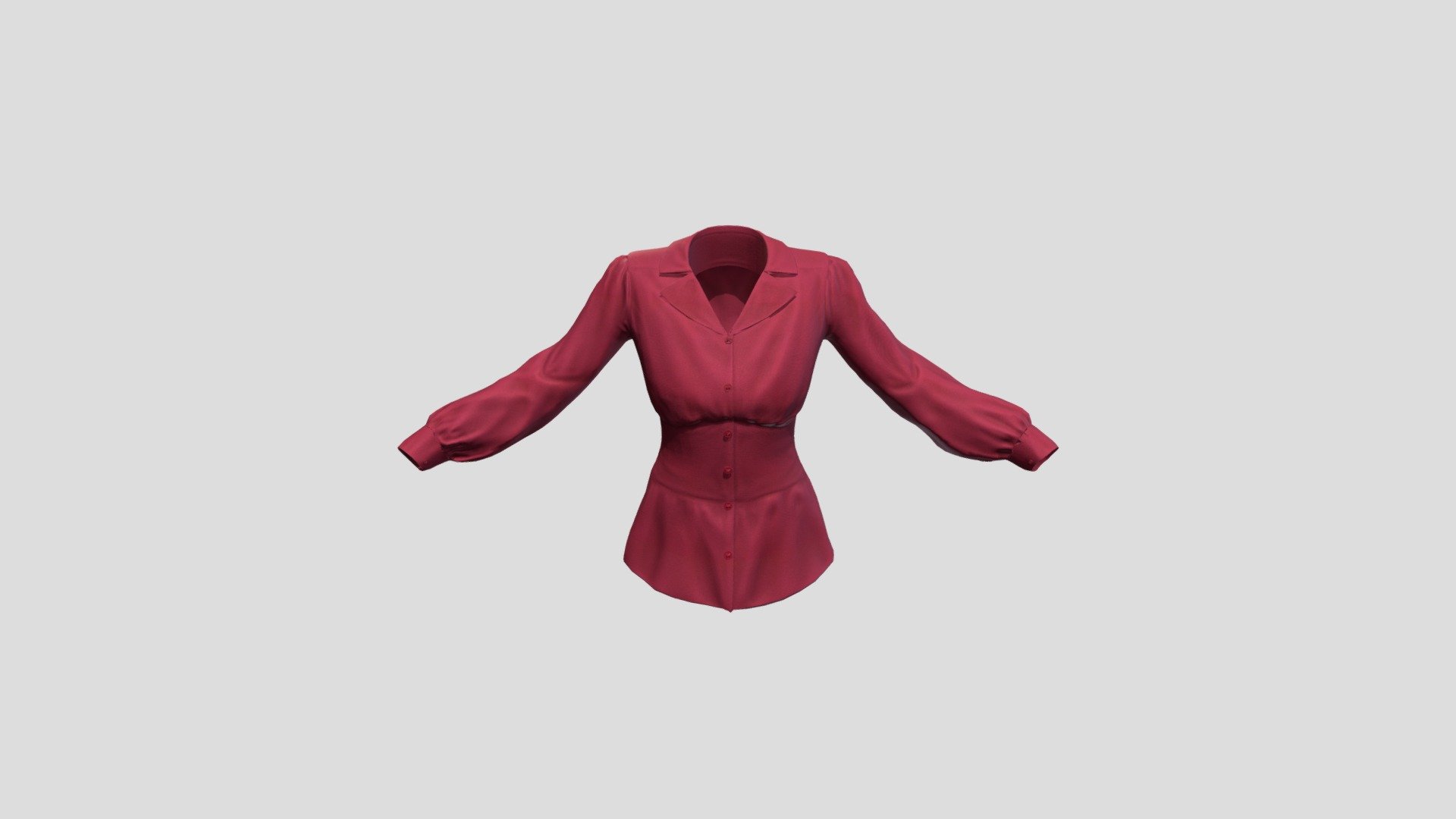 Red Polyester Button Down Blouse - 3D model by MootIO [5a6d8b9] - Sketchfab
