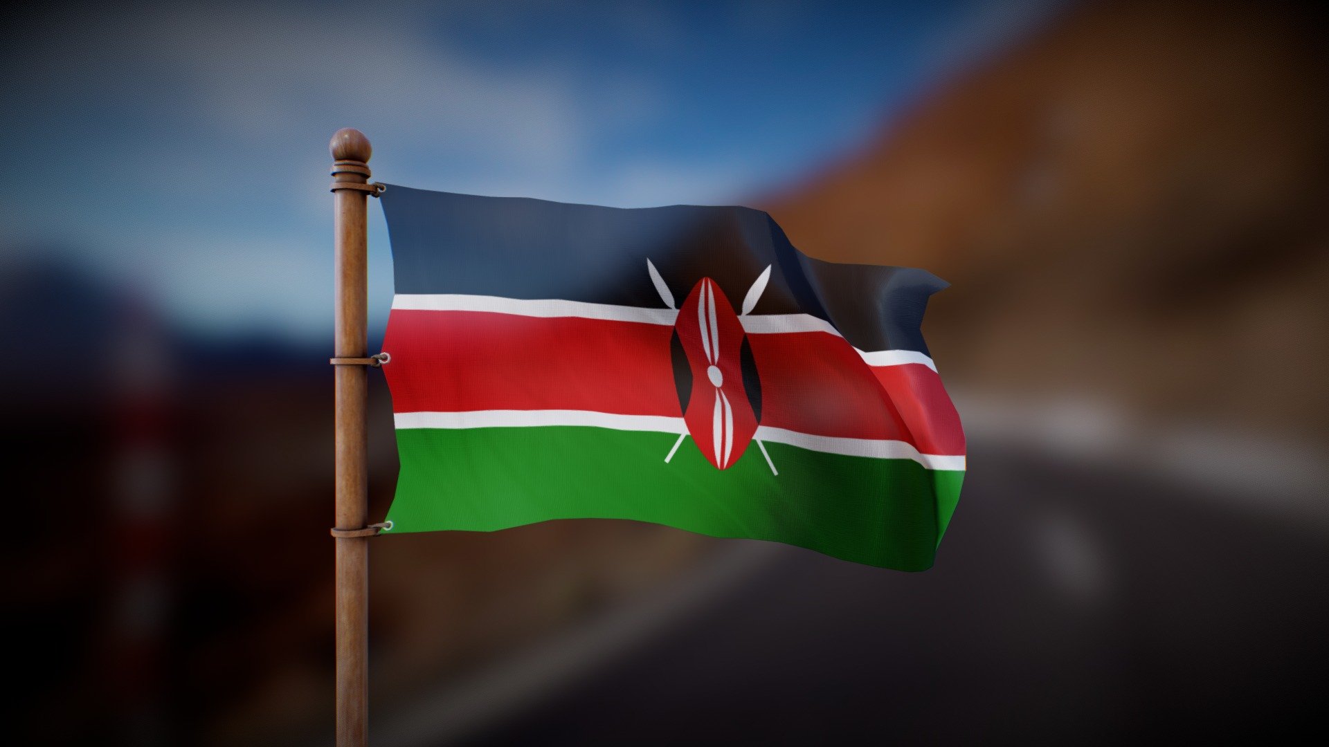 Flag of Kenya - Wind Animated Loop - Buy Royalty Free 3D model by ...