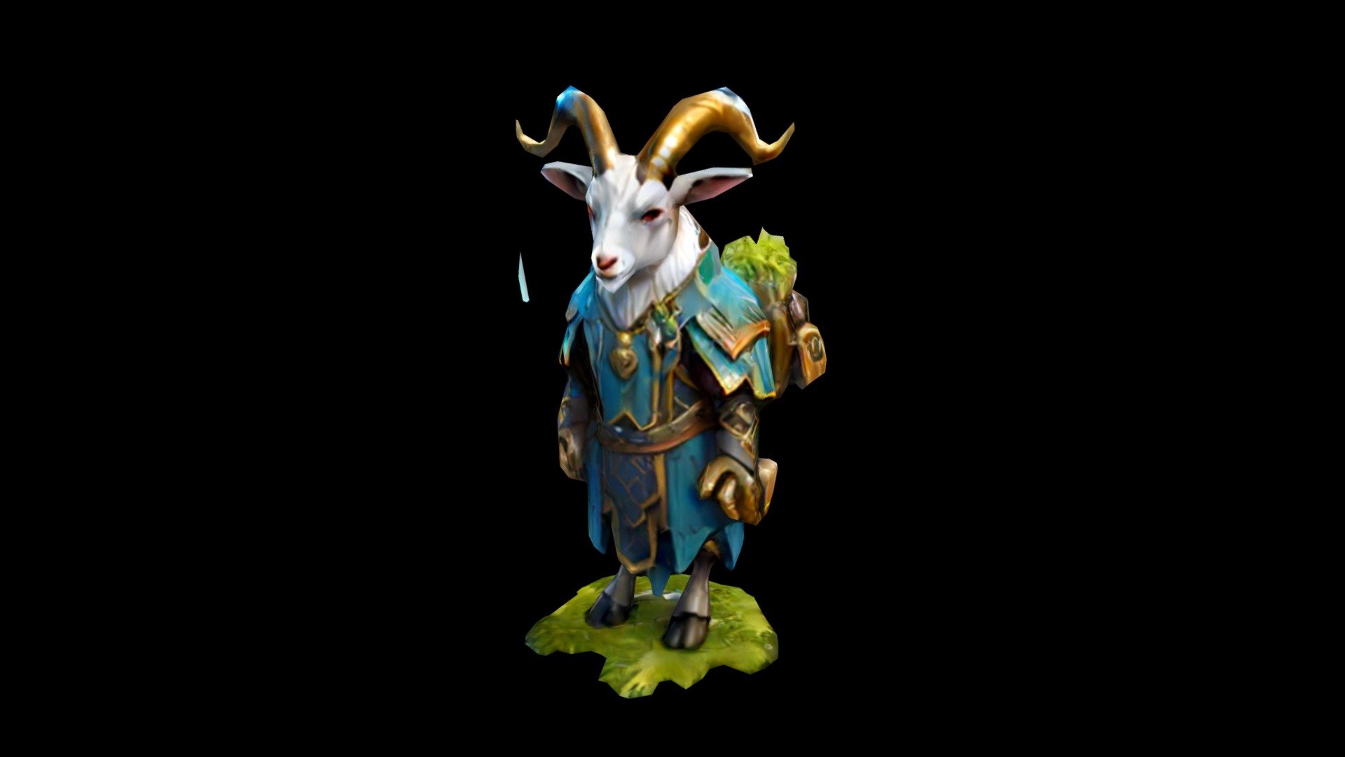 A goat with gold horns and blue armor stood unde - Download Free 3D ...