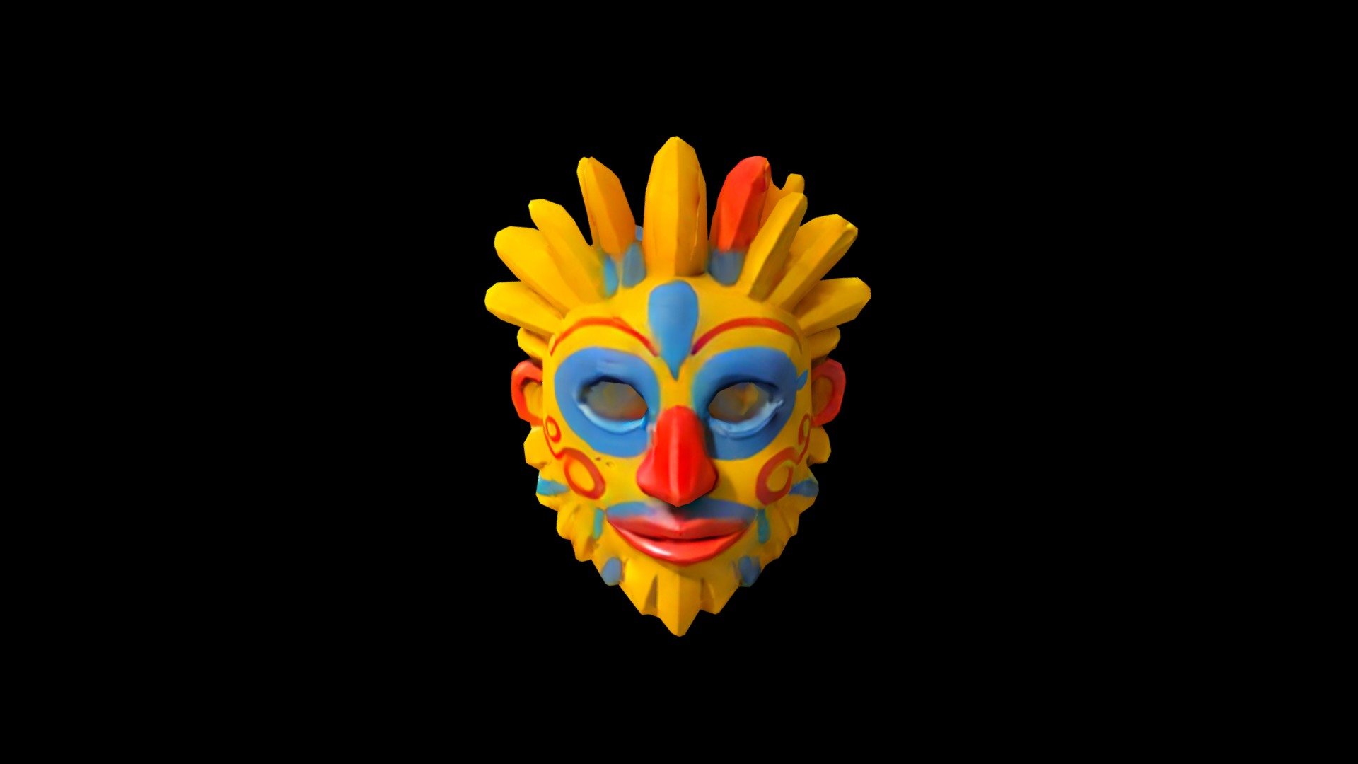 A colorful mask with yellow, blue, and red color - Download Free 3D ...