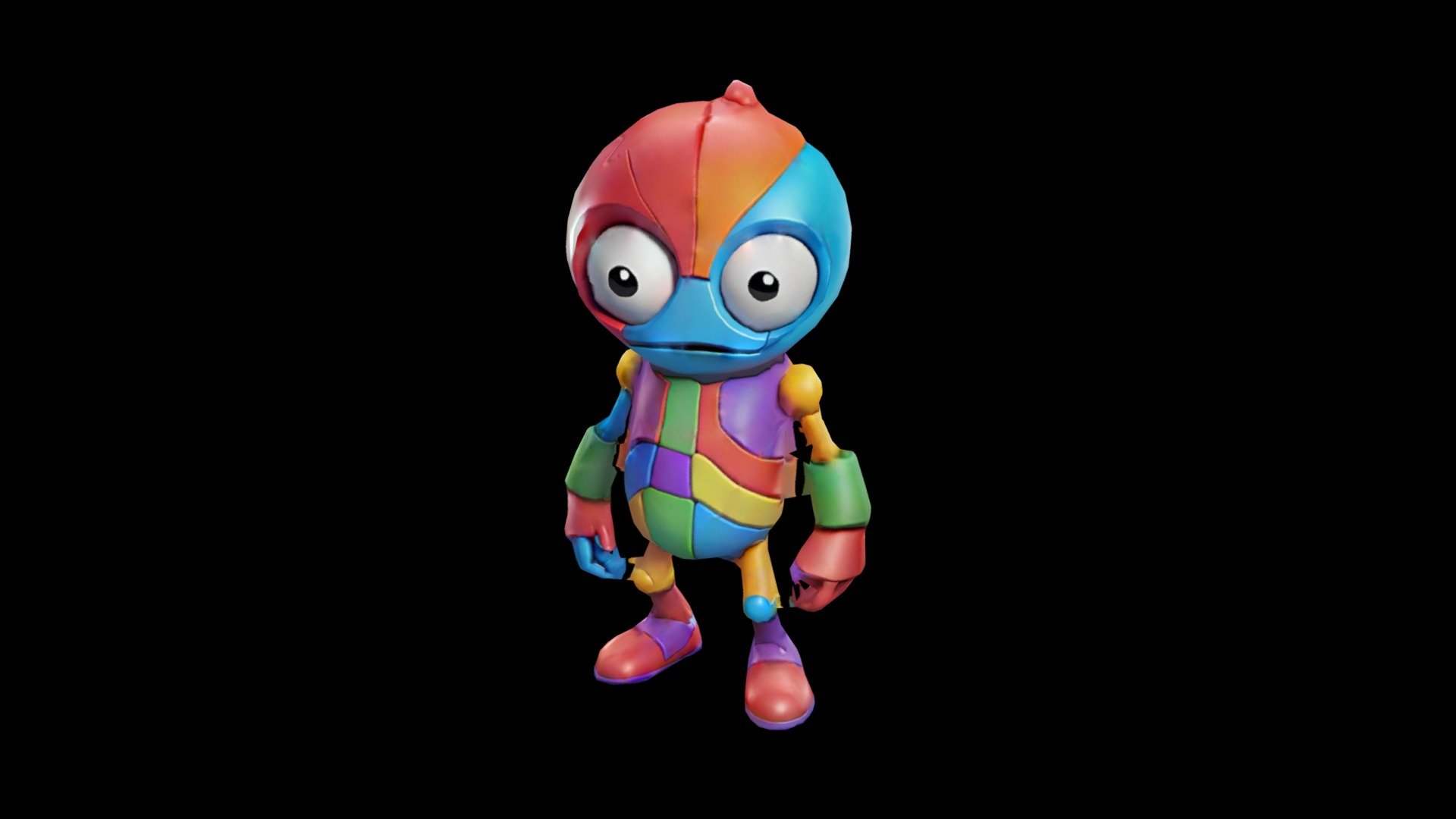A cartoon robot with a colorful design, standing - Download Free 3D ...