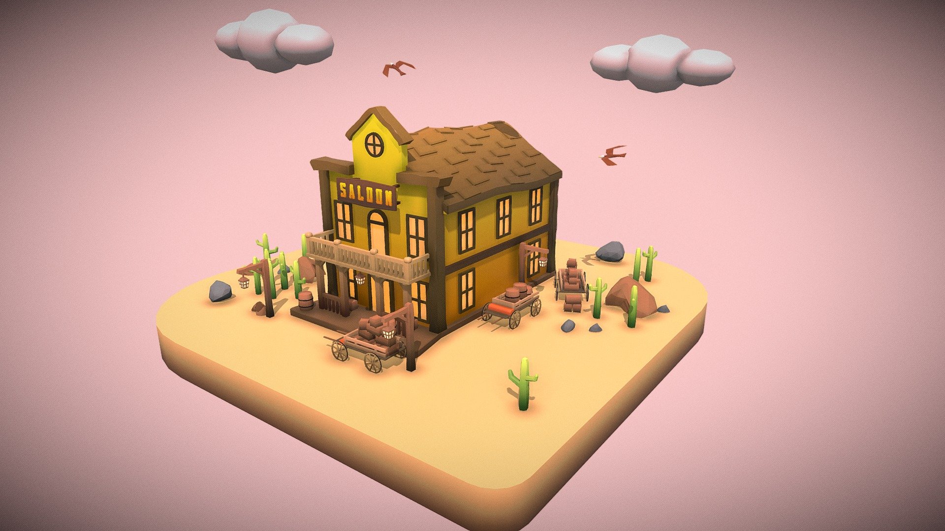 Low Poly Western Building and Environment - Download Free 3D model by ...