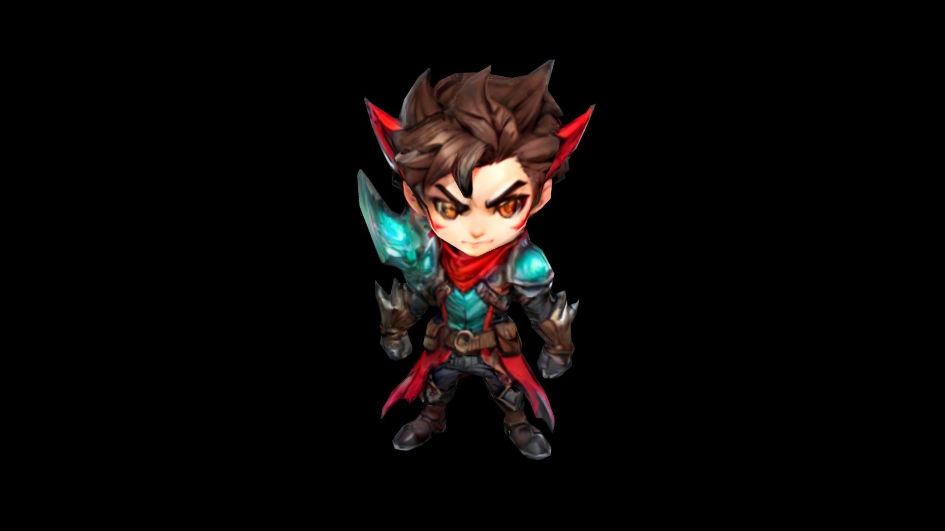 anime character with spiky hair and red scarf - Download Free 3D model ...