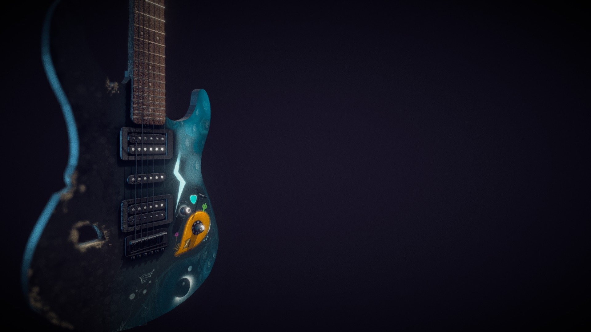 Destroyed Electric Guitar - 3D model by VX-Designs (@vxdesigns ...