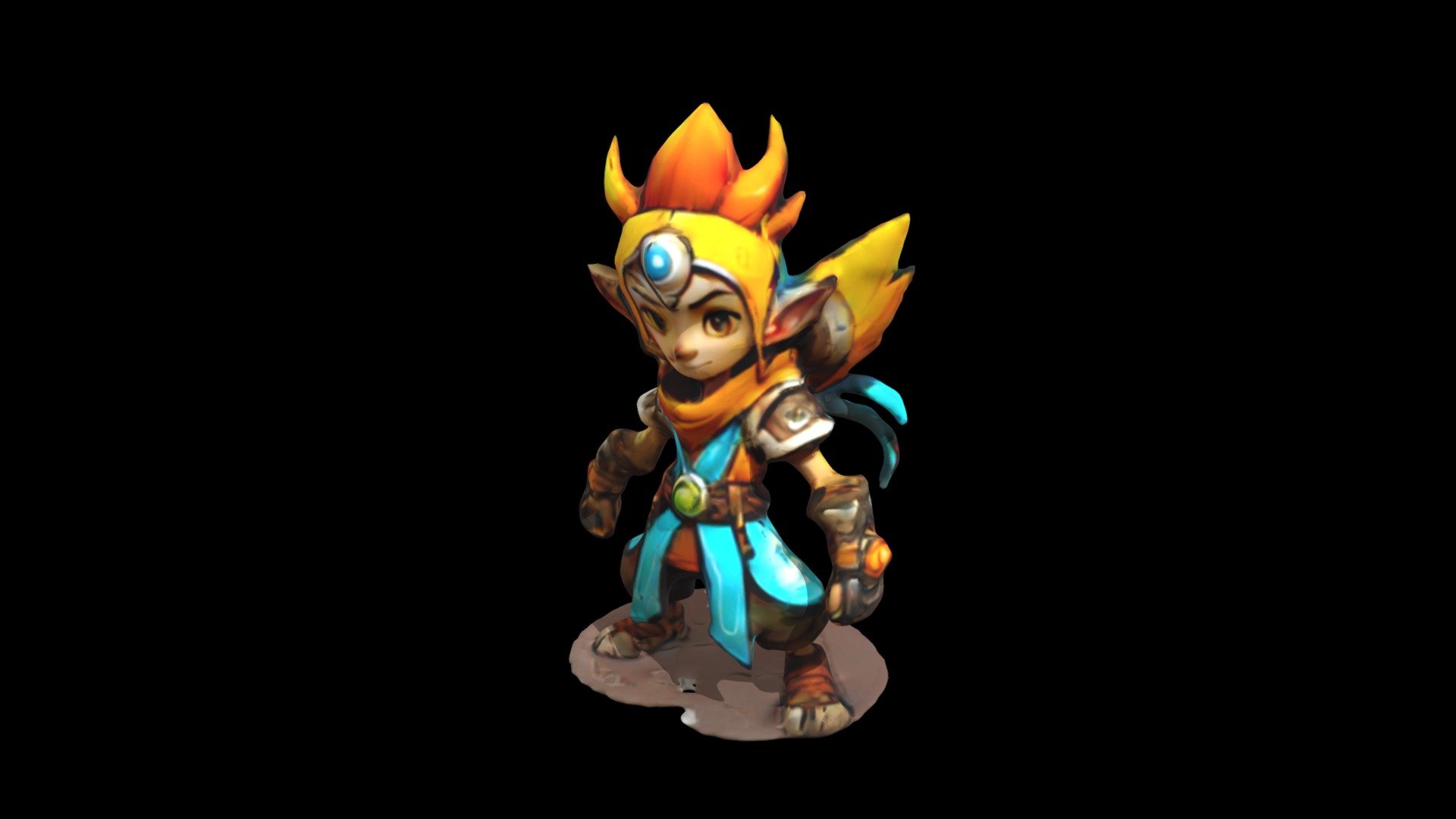 a cartoon character wearing a blue and orange - Download Free 3D model ...