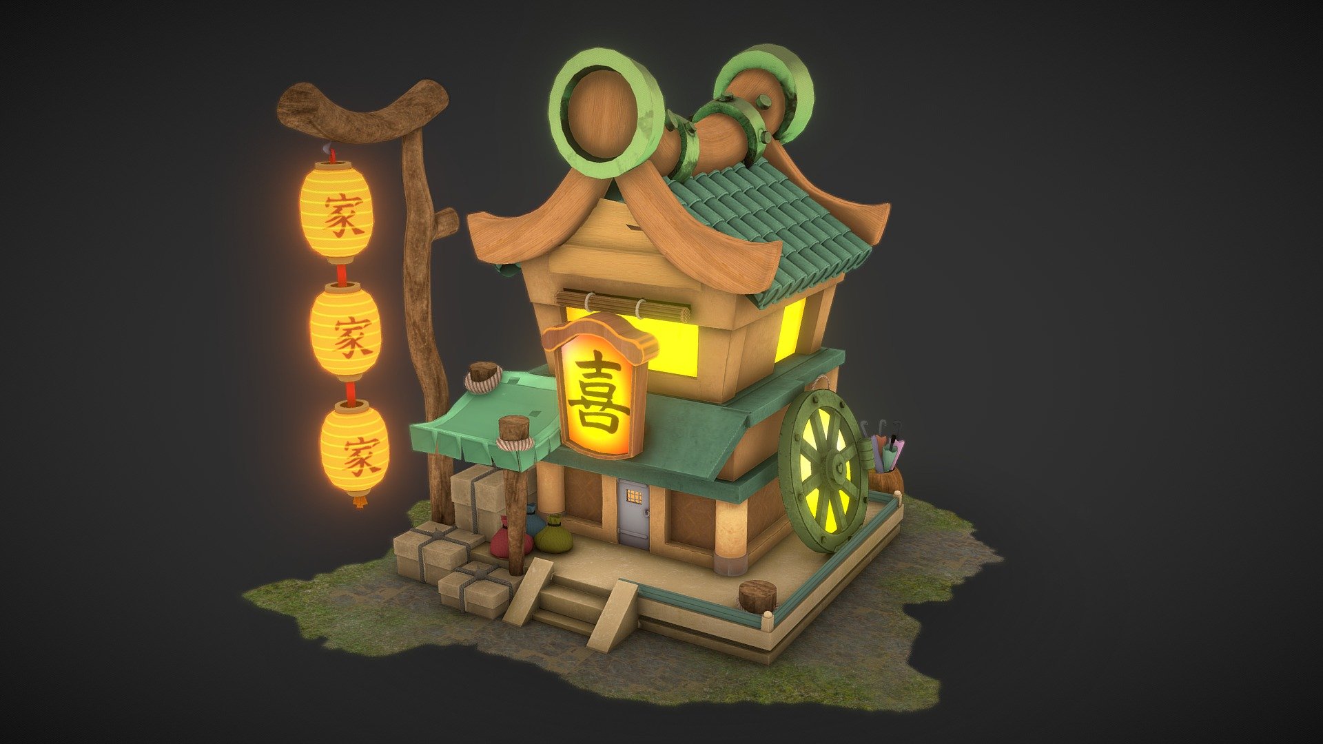 Stylized Chinese Shop - Buy Royalty Free 3D model by Blooming Animation ...