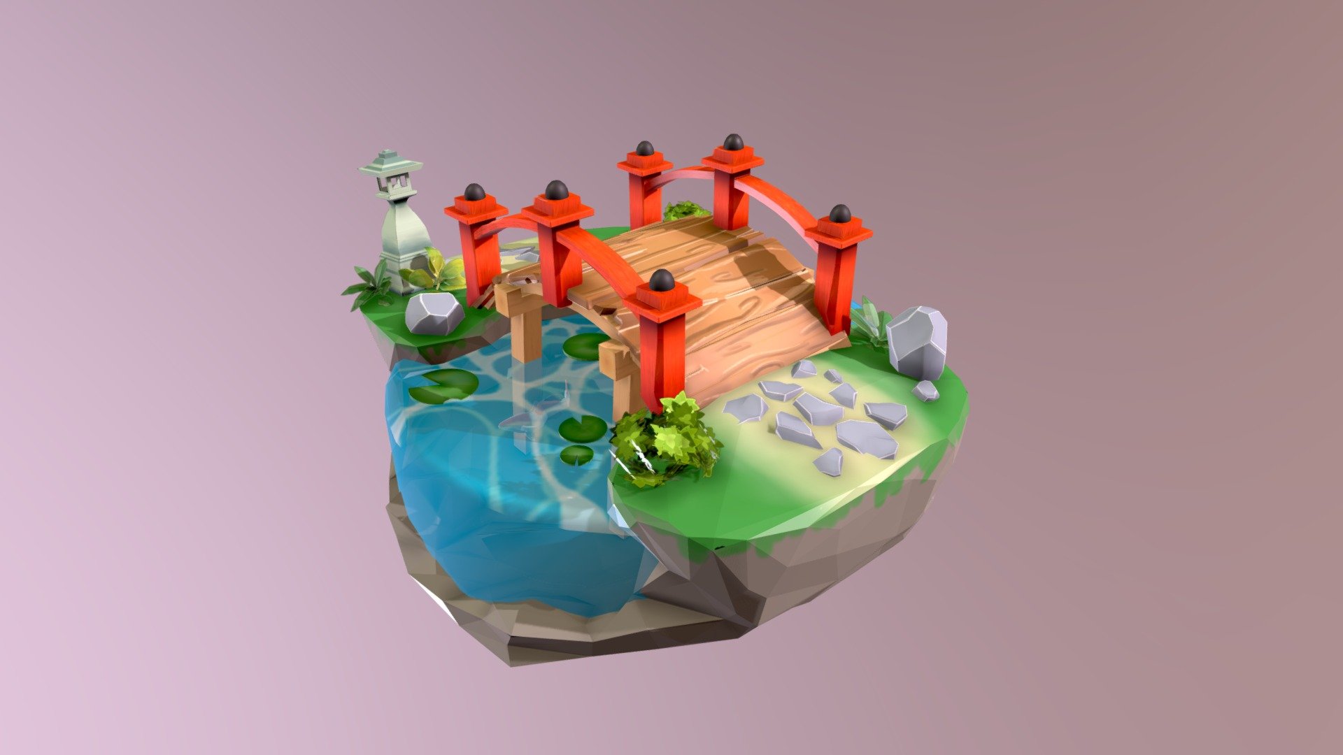 Zen Bridge Diorama - Download Free 3D model by evangeline king ...