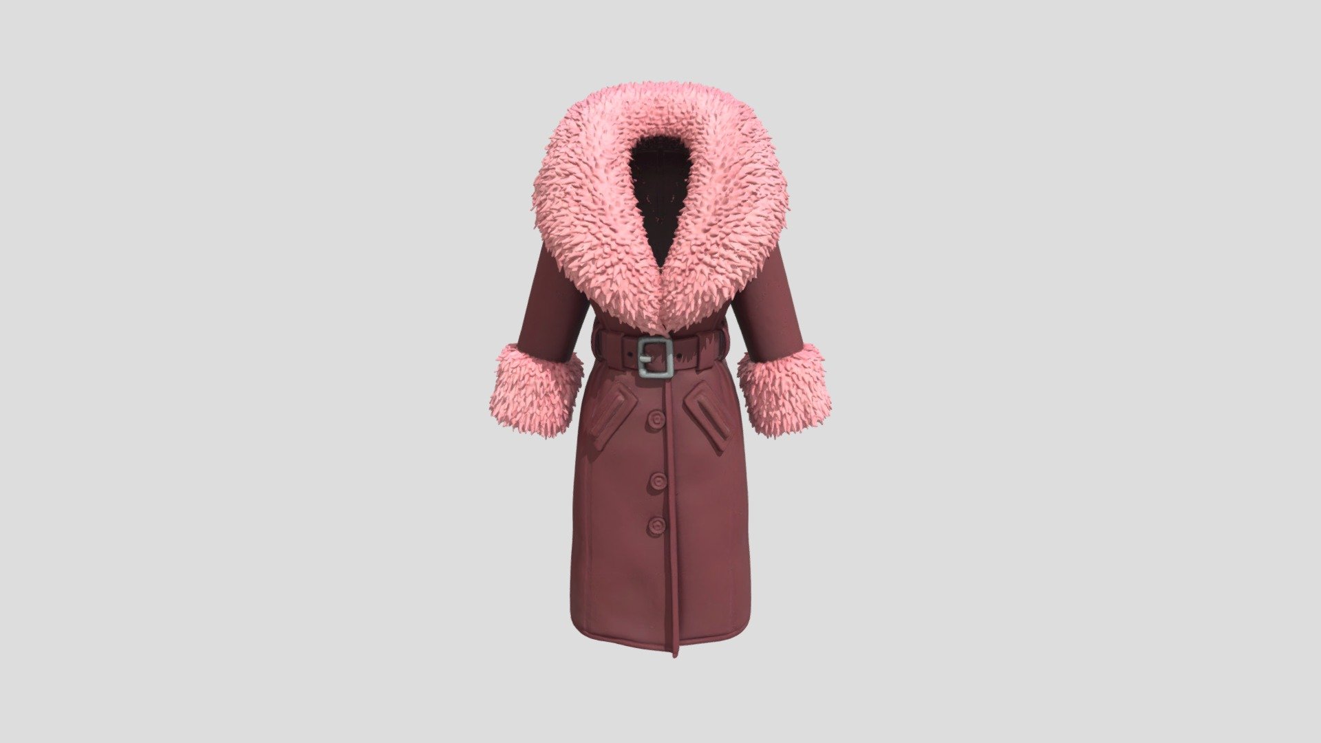 Long Maroon Penny-Lane Leather Winter Coat - Download Free 3D model by ...