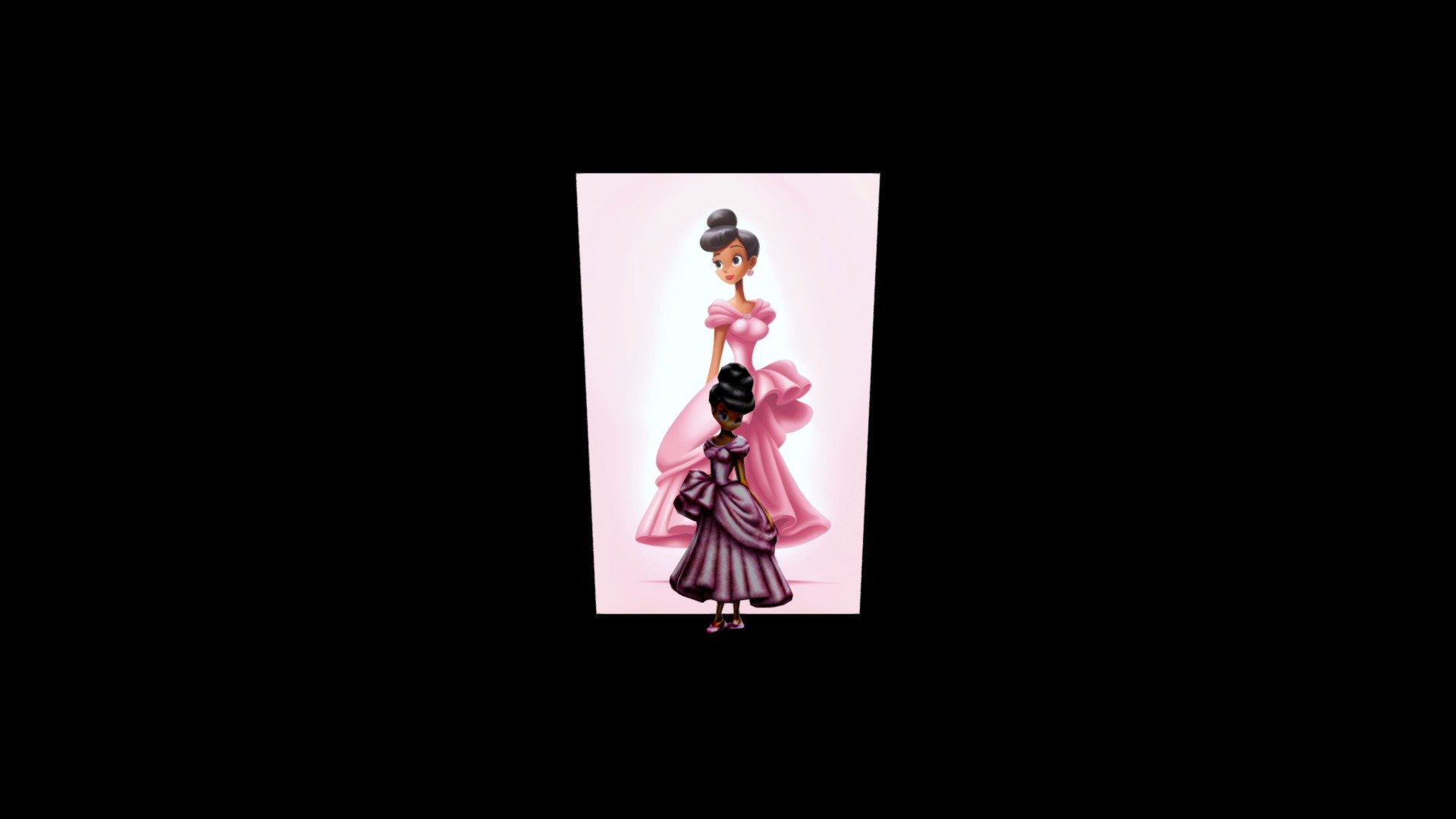 a cartoon of a woman in a pink dress with a big - Download Free 3D ...
