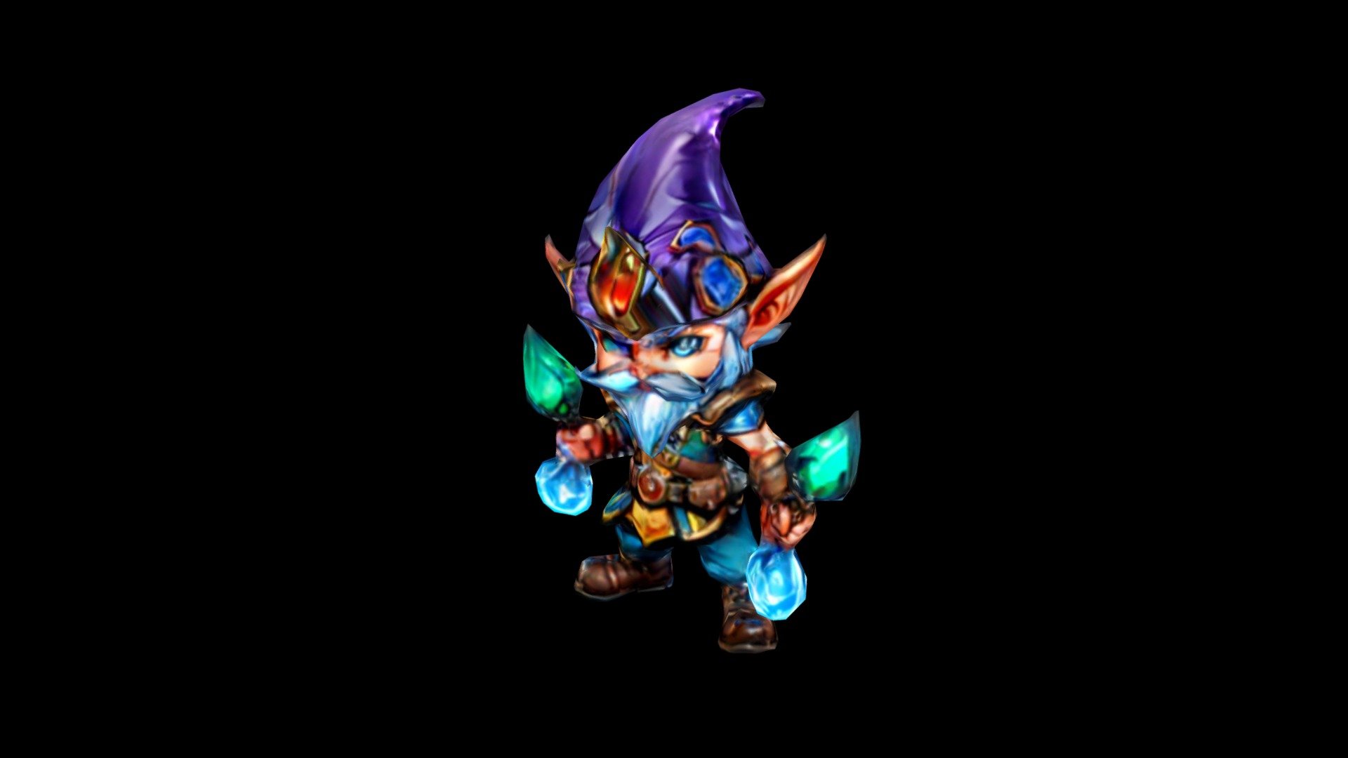 Pixie warrior showing off two glowing staves and - Download Free 3D ...